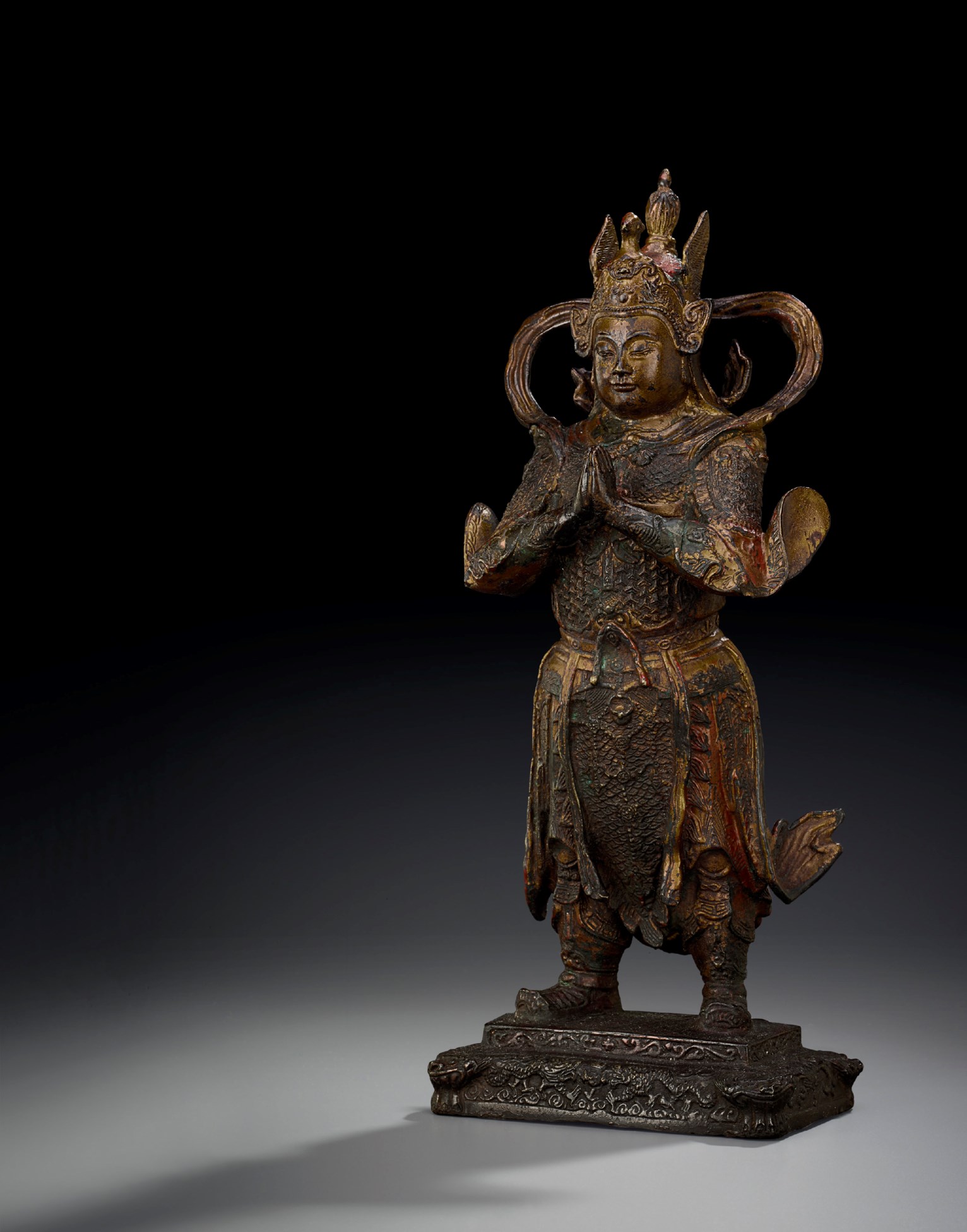 A LACQUERED BRONZE FIGURE OF WEITUO , LATE MING/EARLY QING DYNASTY ...