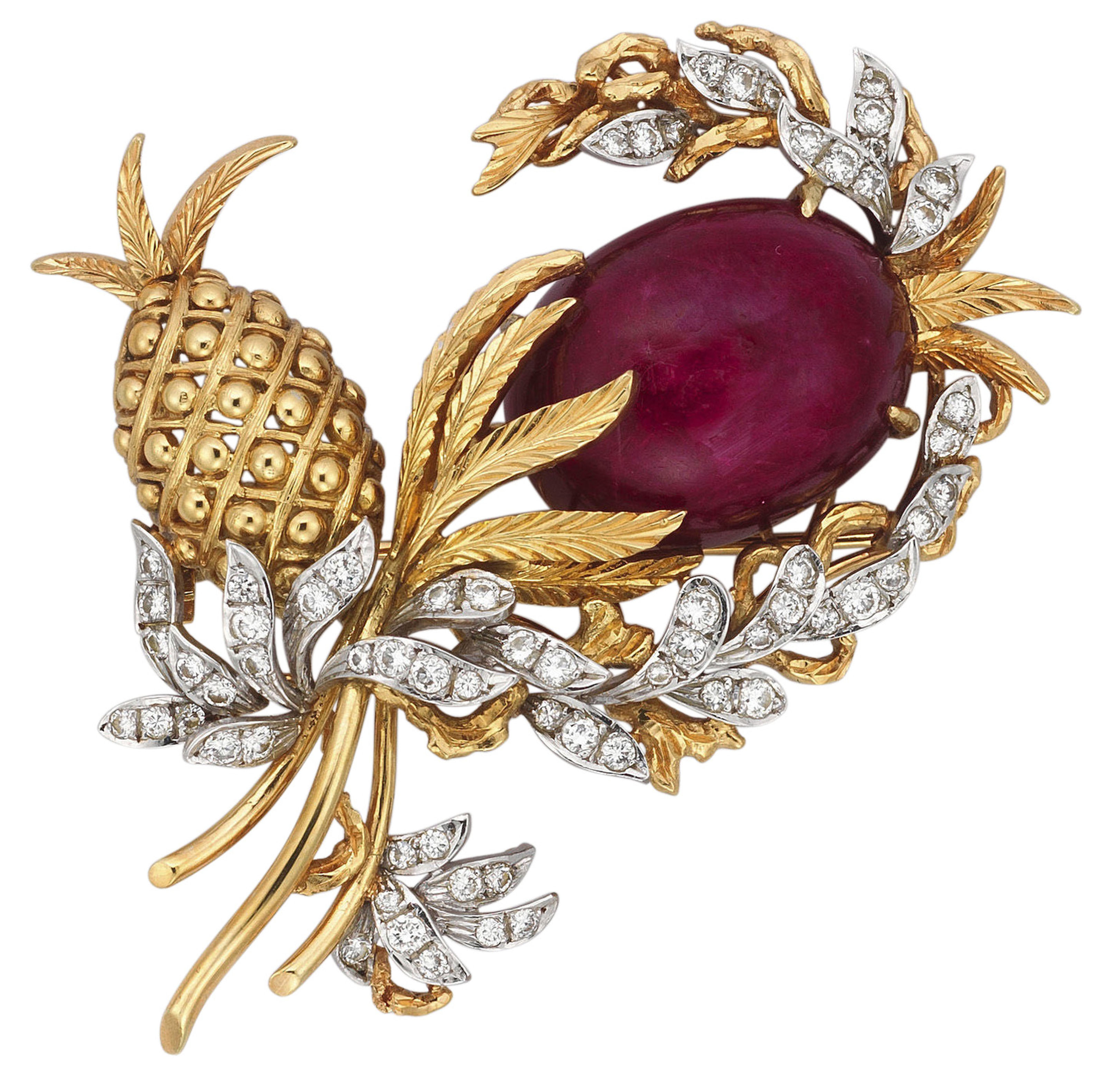 A RUBY AND DIAMOND BROOCH, | Christie’s