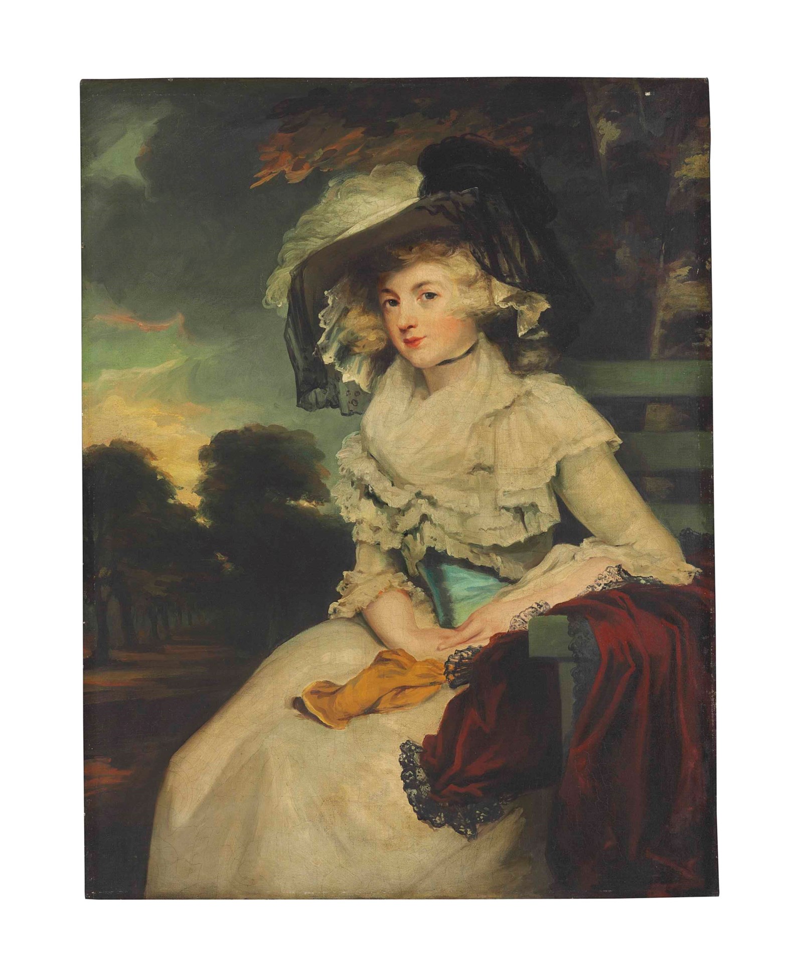 Attributed to John Hoppner, R.A.(London 1758-1810) , Portrait of a lady ...
