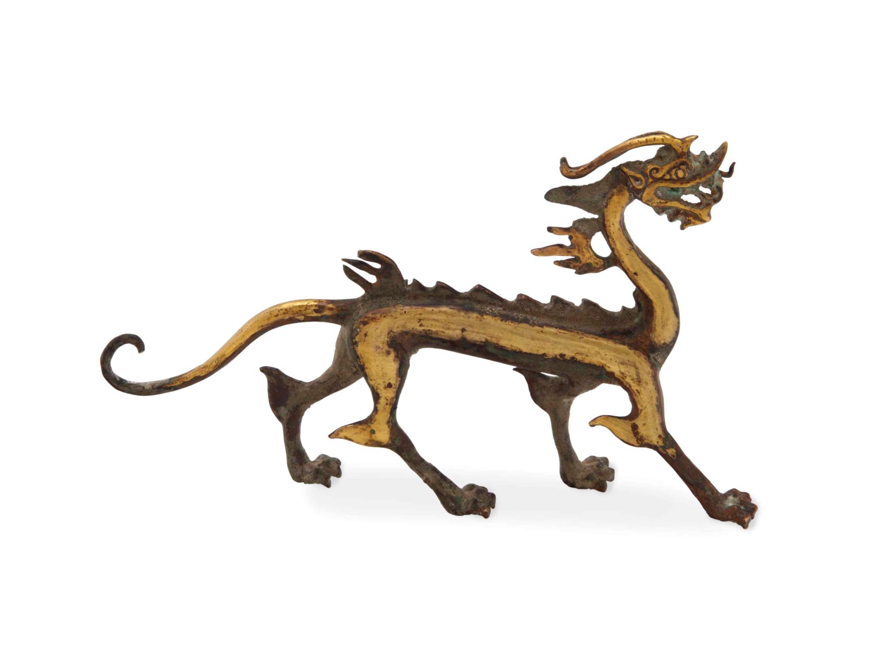 A CHINESE SMALL TANG-STYLE GILT-BRONZE FIGURE OF A DRAGON | Christie's