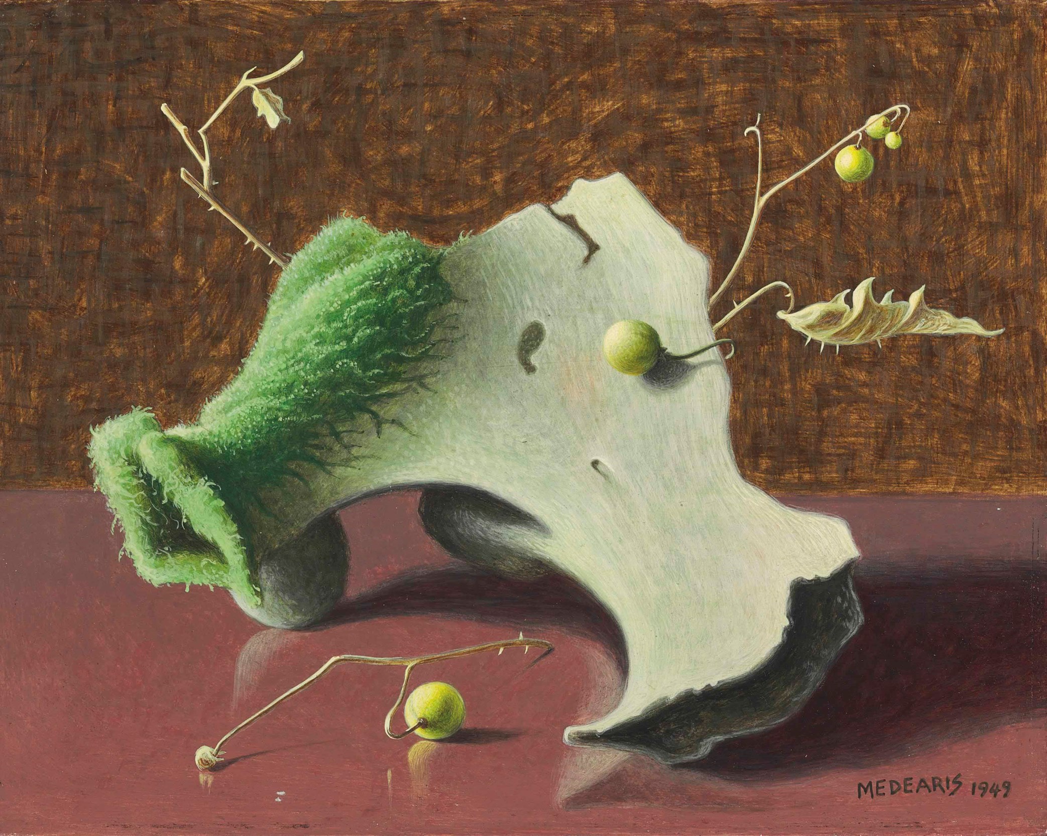 Roger Norman Medearis (1920-2001) , Still Life with Mossy Bone | Christie's