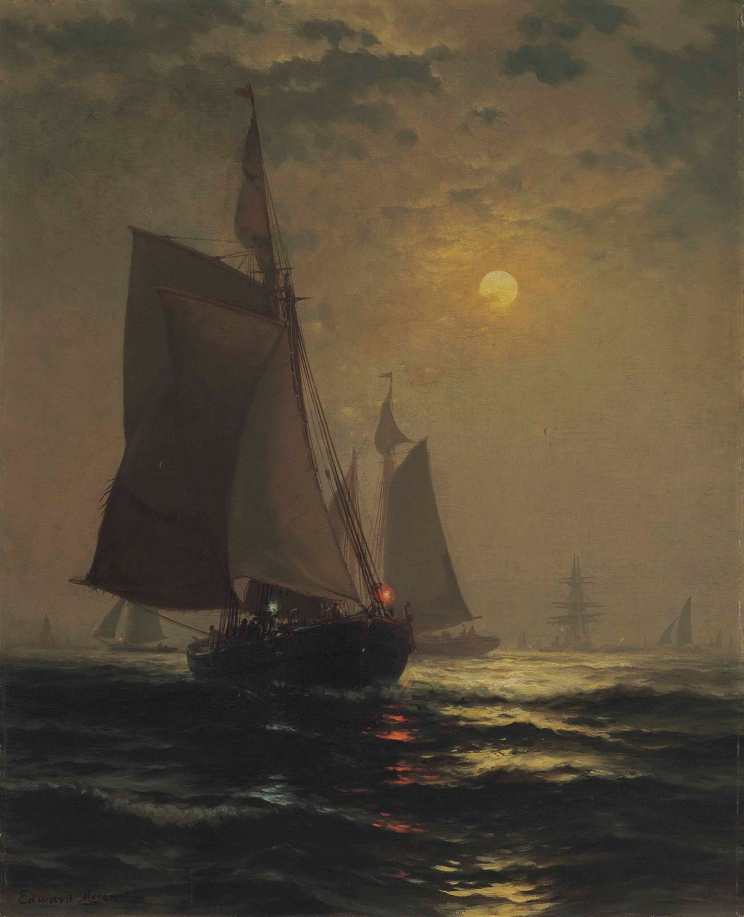 Edward Moran (1829-1901) , Moonlight in New York Harbor | Christie's