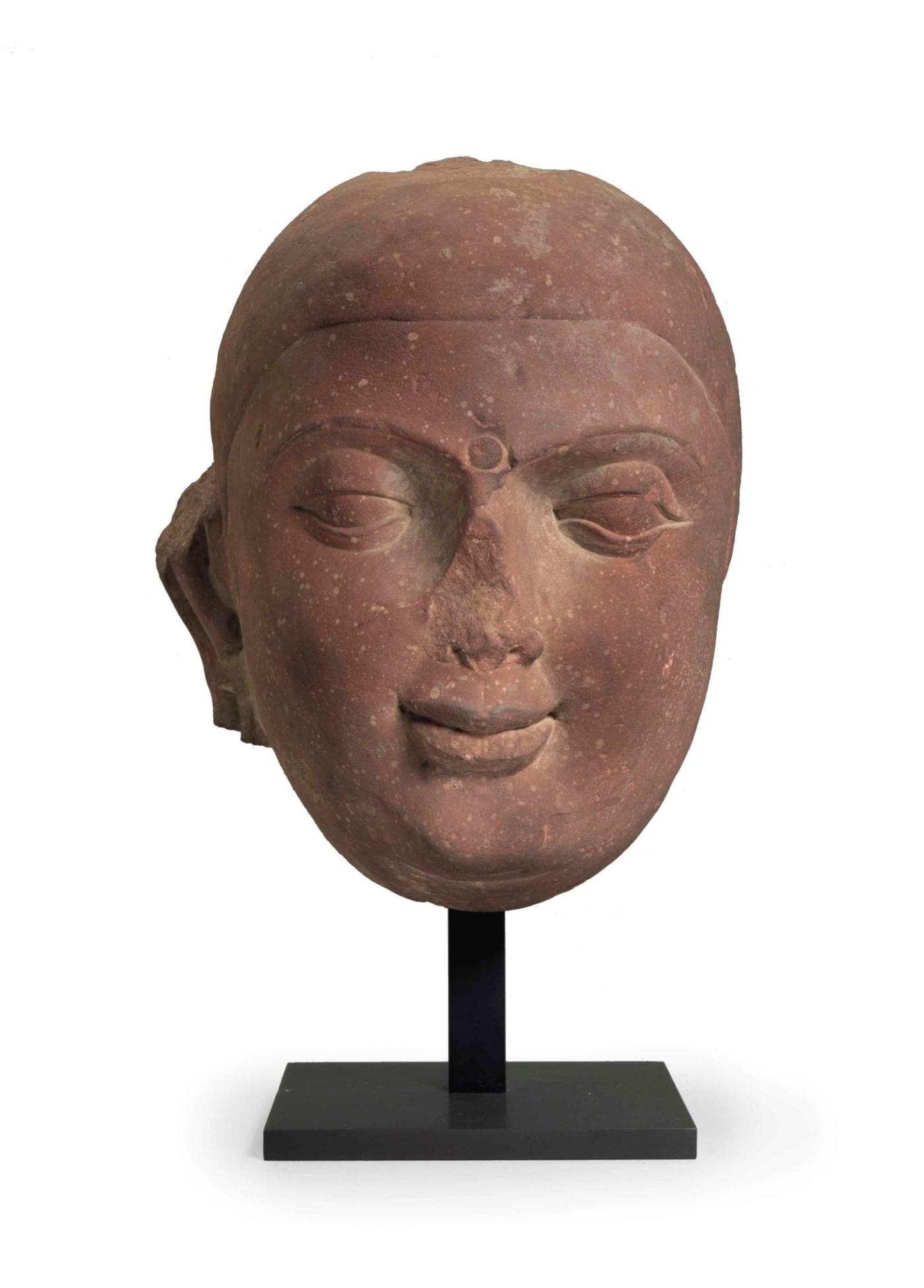 A red sandstone head of Buddha , INDIA, MATHURA, KUSHAN PERIOD, 2ND/3RD ...