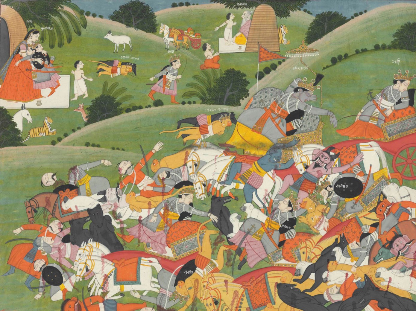 A painting from a dispersed Ramayana series: The battle between Rama ...