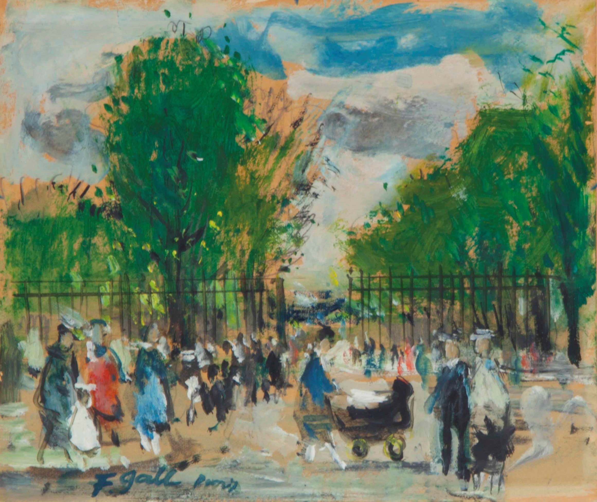François Gall (French, 1912-1987) , Mères et enfants devant les grilles ...