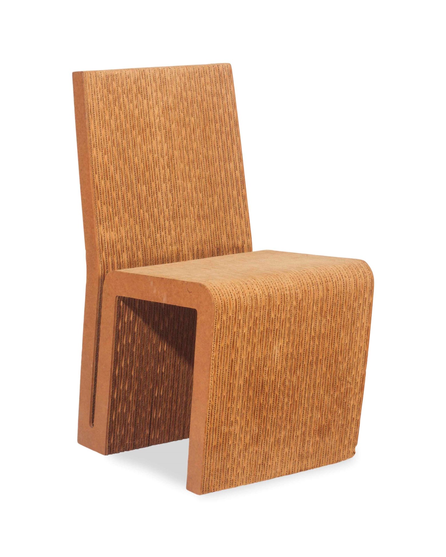A LAMINATED CORRUGATED CARDBOARD SIDE CHAIR, , OF RECENT MANUFACTURER ...