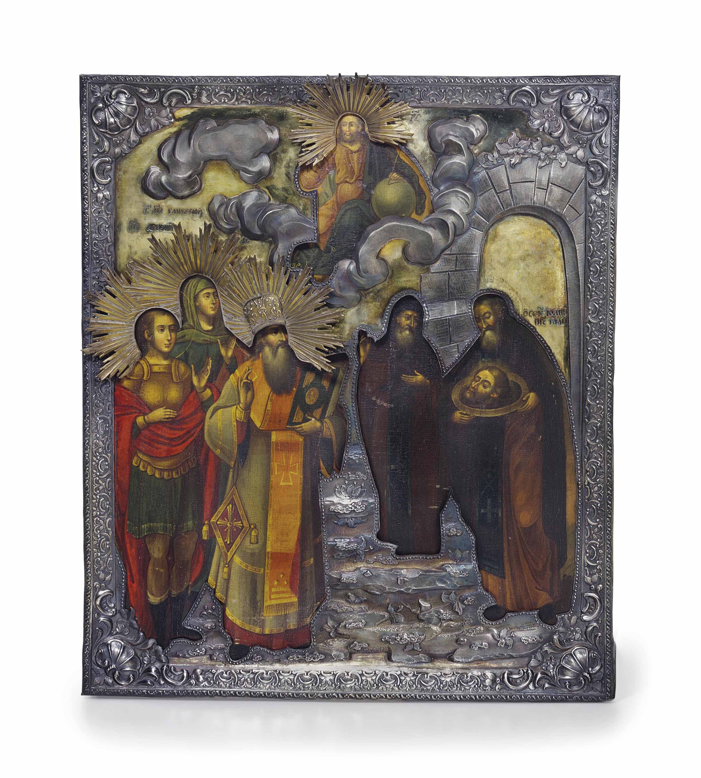 A SILVER-GILT ICON OF THE BEHEADING OF SAINT JOHN THE BAPTIST
