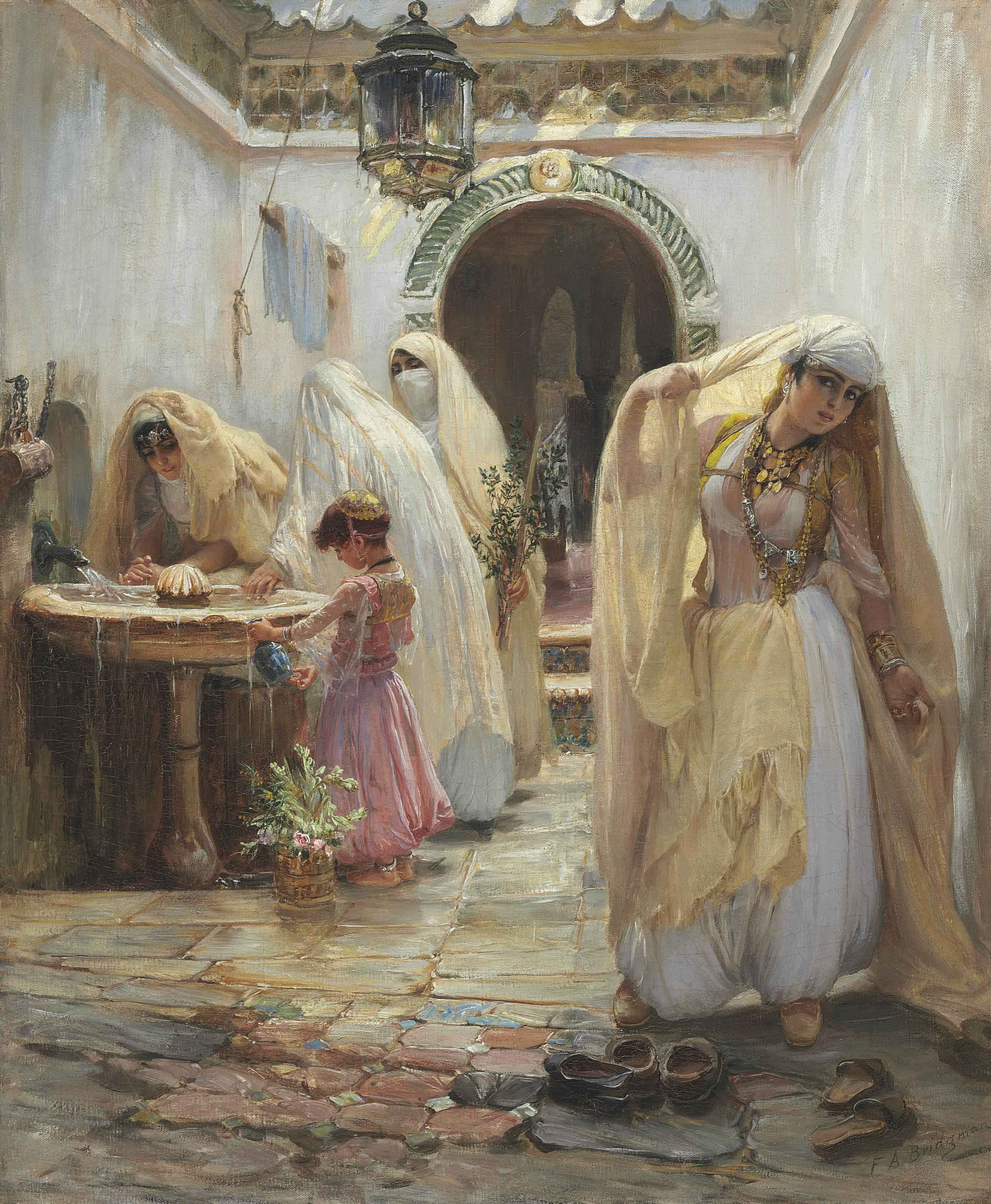Frederick Arthur Bridgman (American, 1847-1928) , Women at the Fountain ...
