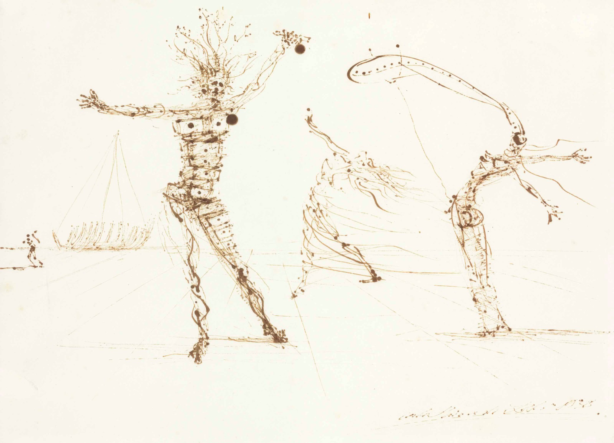 Salvador Dali (1904-1989) , Figure aux tiroirs, trois autres figures et ...