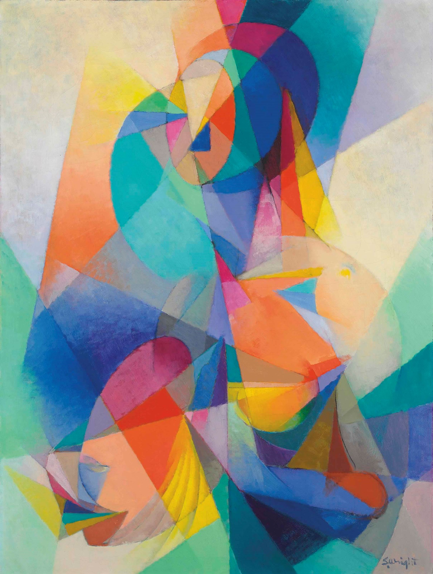 Stanton Macdonald-Wright (1890-1973) , Lutist d'après Caravaggio ...