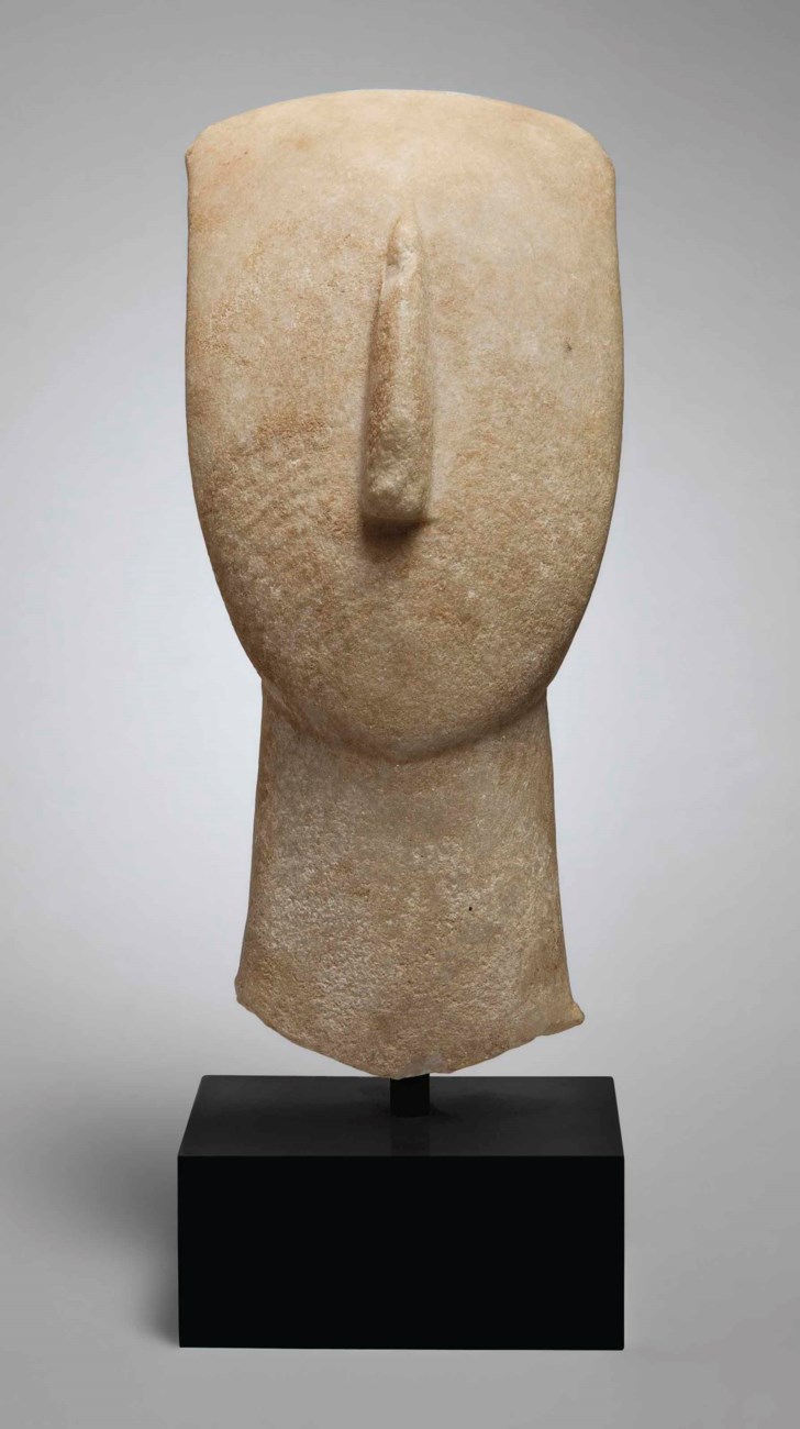 A CYCLADIC MARBLE HEAD , ATTRIBUTED TO THE GOULANDRIS SCULPTOR, LATE ...