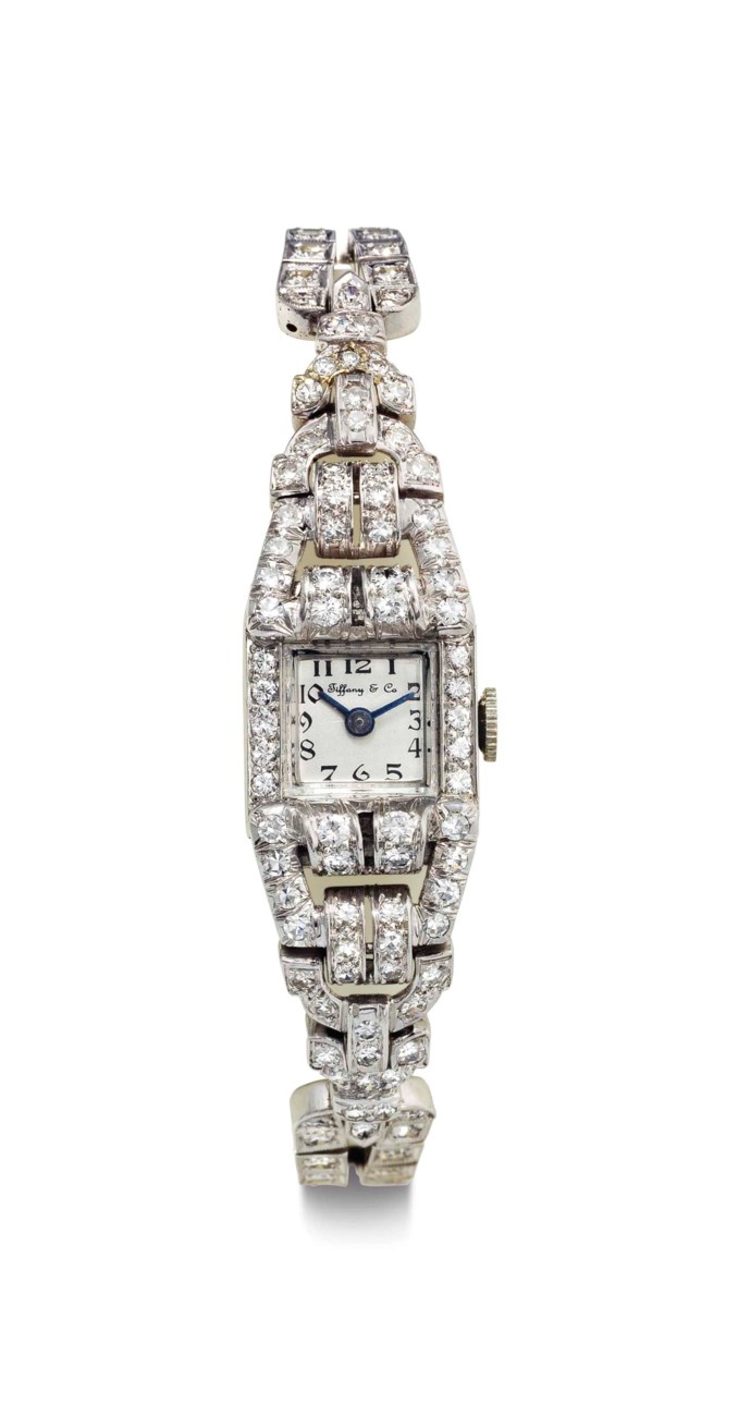 Tiffany & Co. A Lady's Platinum and Diamond-Set Bracelet Watch , SIGNED ...