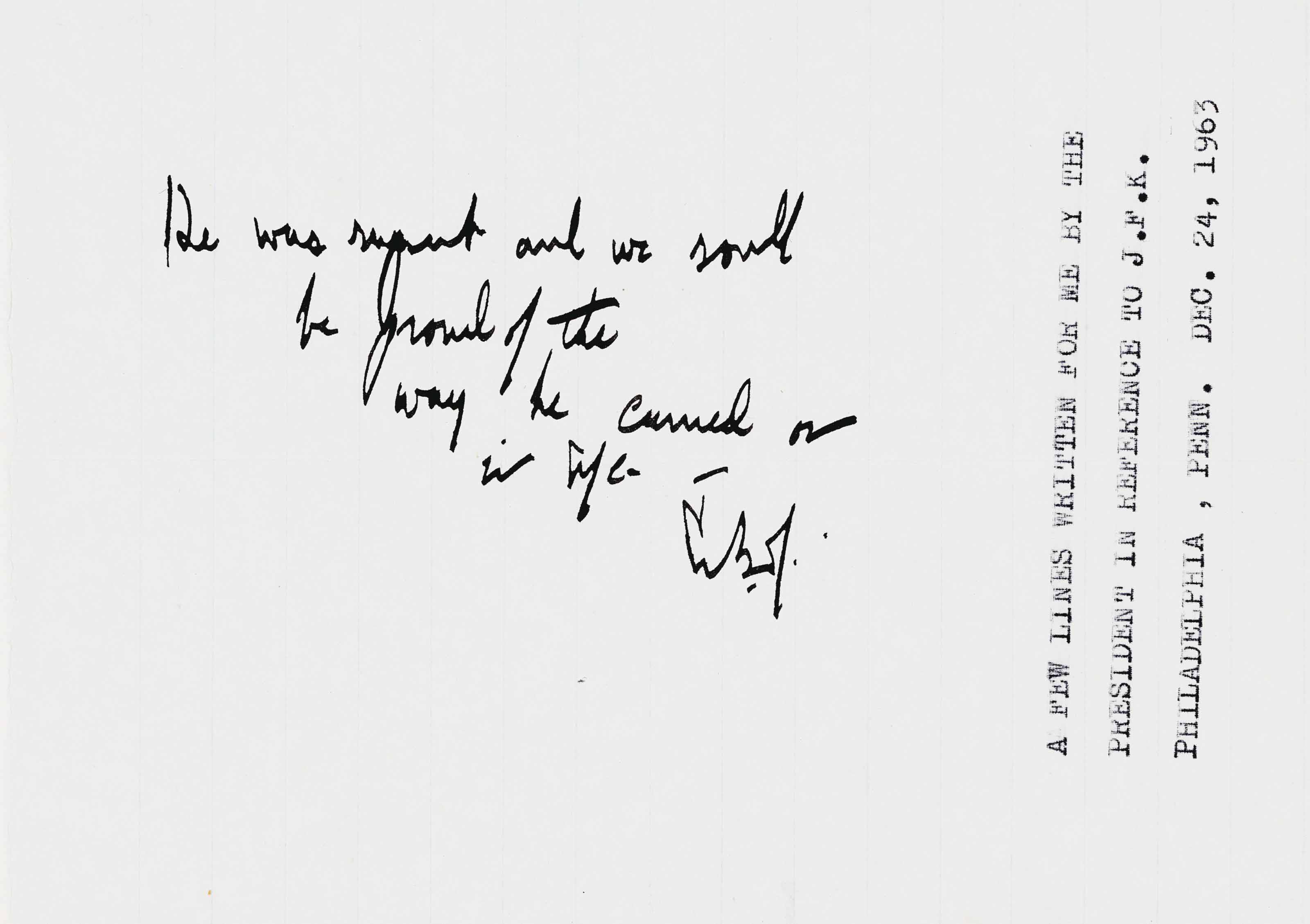 JOHNSON, Lyndon B. (1913-1973), President. Autograph note signed ("L.B ...