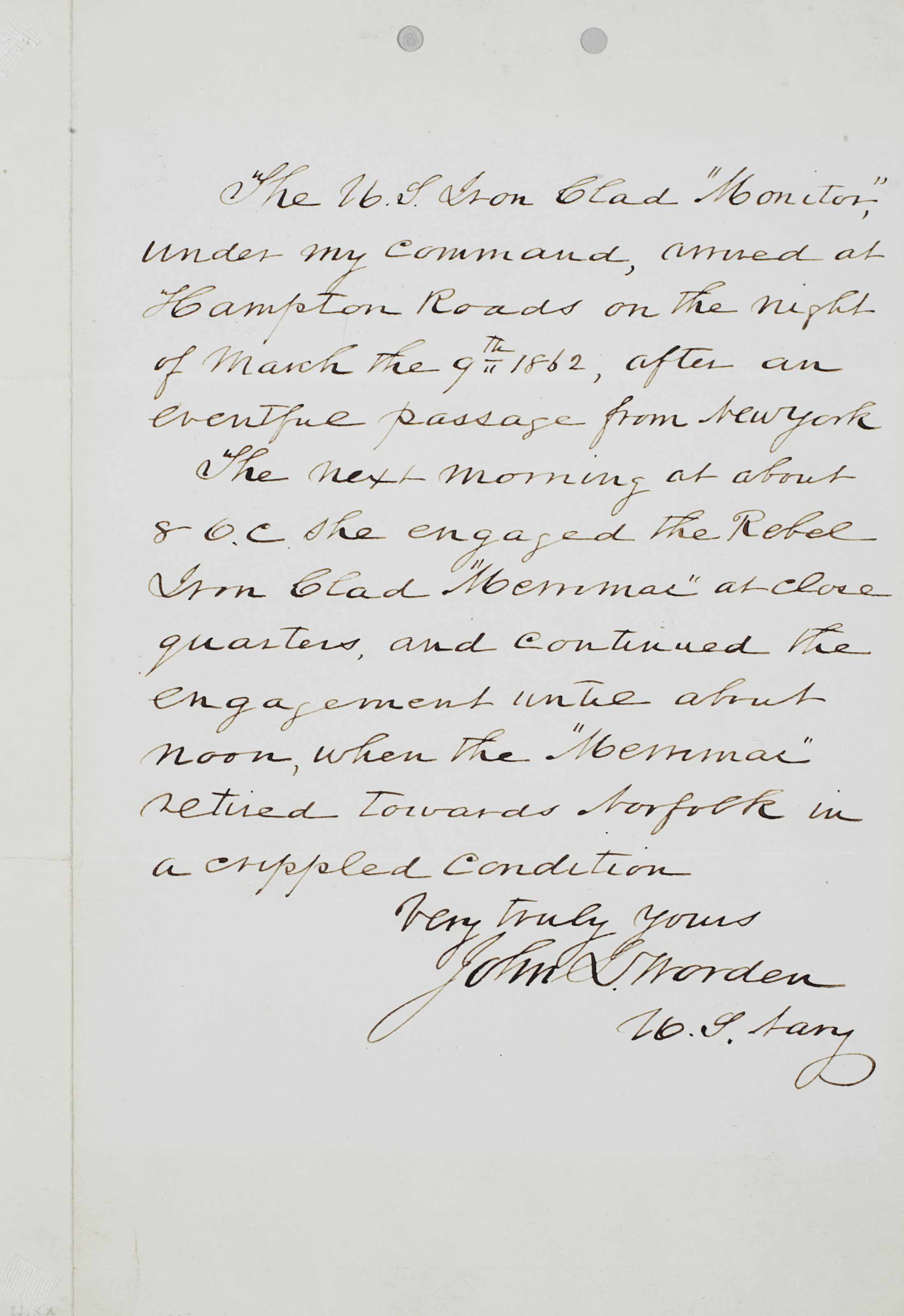 WORDEN, John L. (1818-1897), Naval officer, commanded the ironclad ...