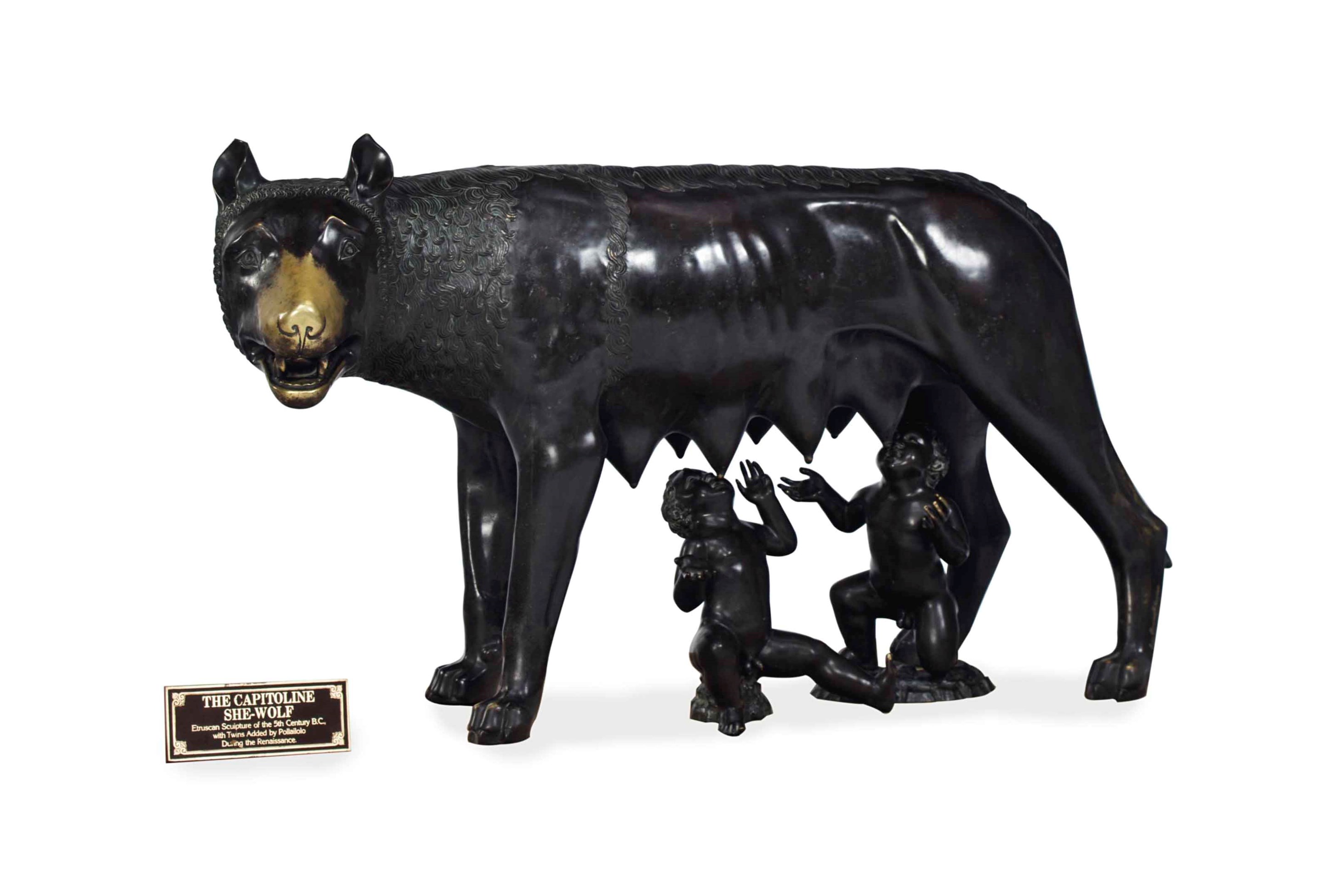 AN ITALIAN BRONZE FIGURAL GROUP OF ROMULUS AND REMUS,, 20TH CENTURY ...