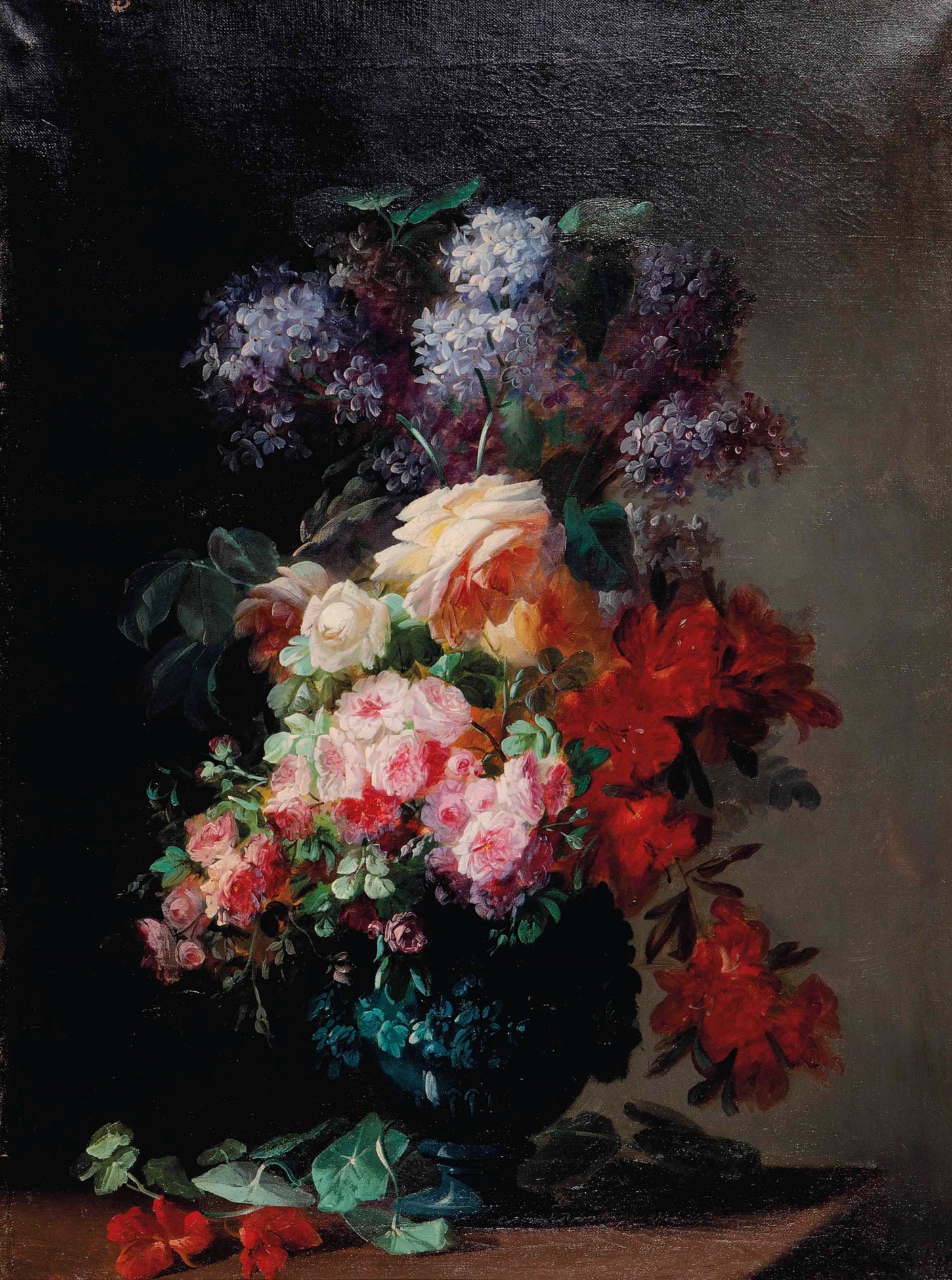 Clement Gontier (French, 1876-1918) , Still life of flowers on a ledge ...