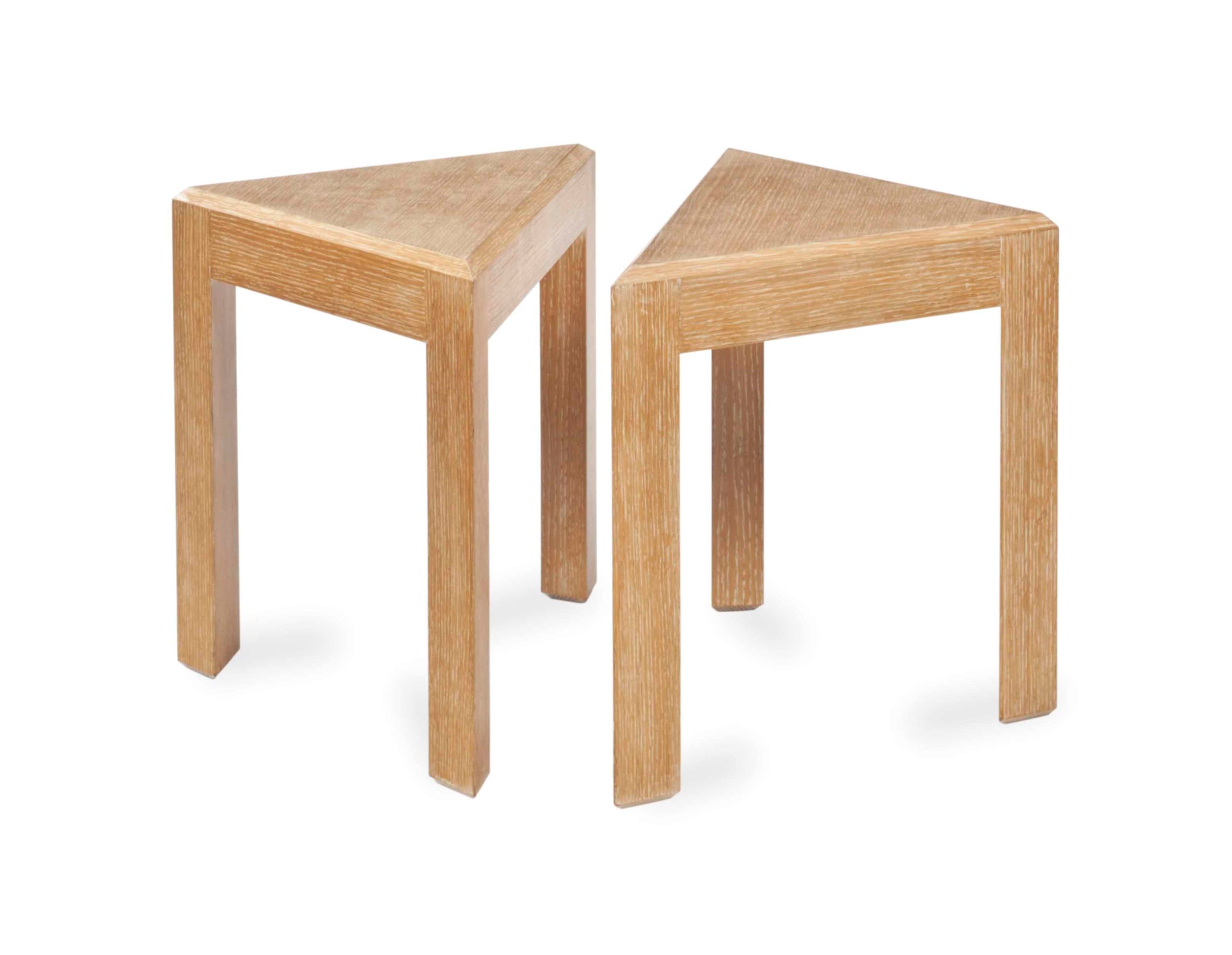 A PAIR OF OAK TRIANGULAR LOW TABLES, , OF RECENT MANUFACTURE | Christie's