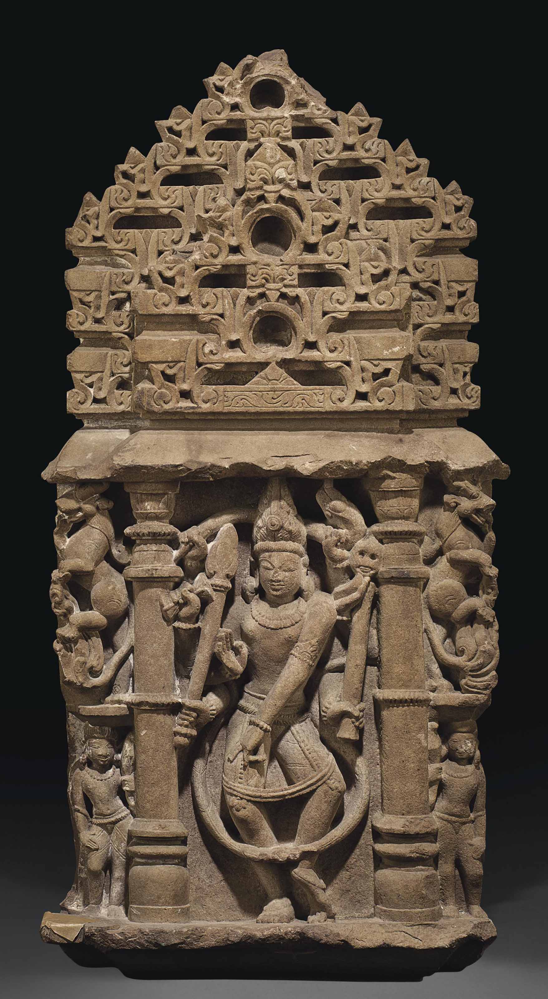 A red sandstone stele of Shiva