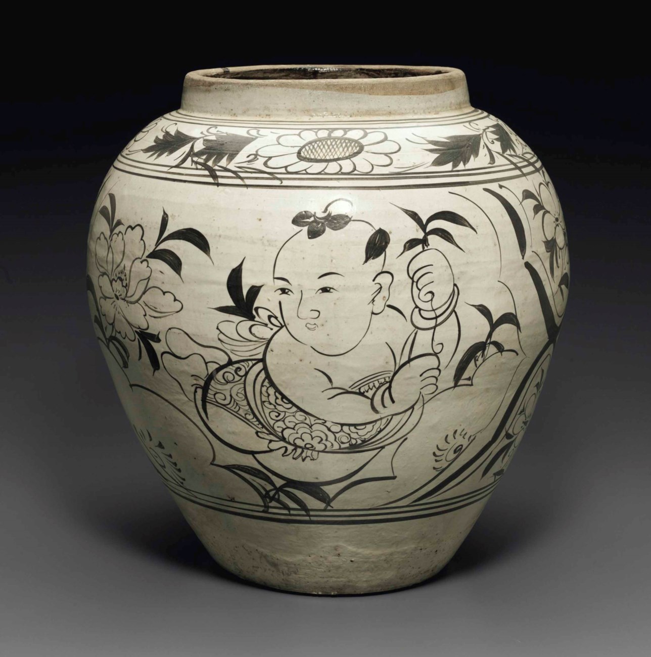 A LARGE CIZHOU-TYPE PAINTED OVOID JAR, JIN DYNASTY (1115-1234) | Christie's