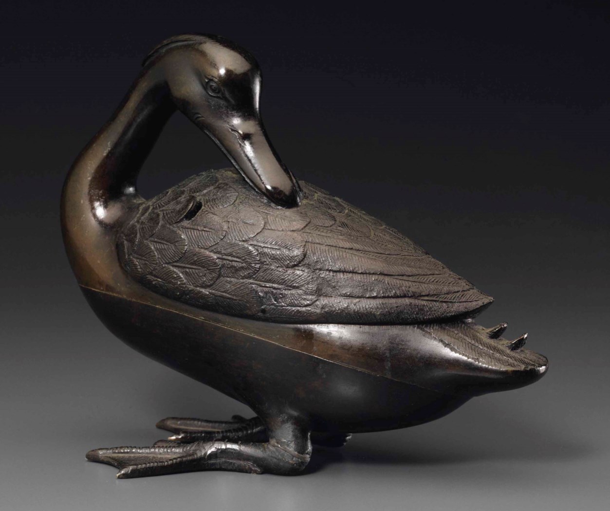A BRONZE DUCK-FORM CENSER, 17TH-18TH CENTURY | Christie's