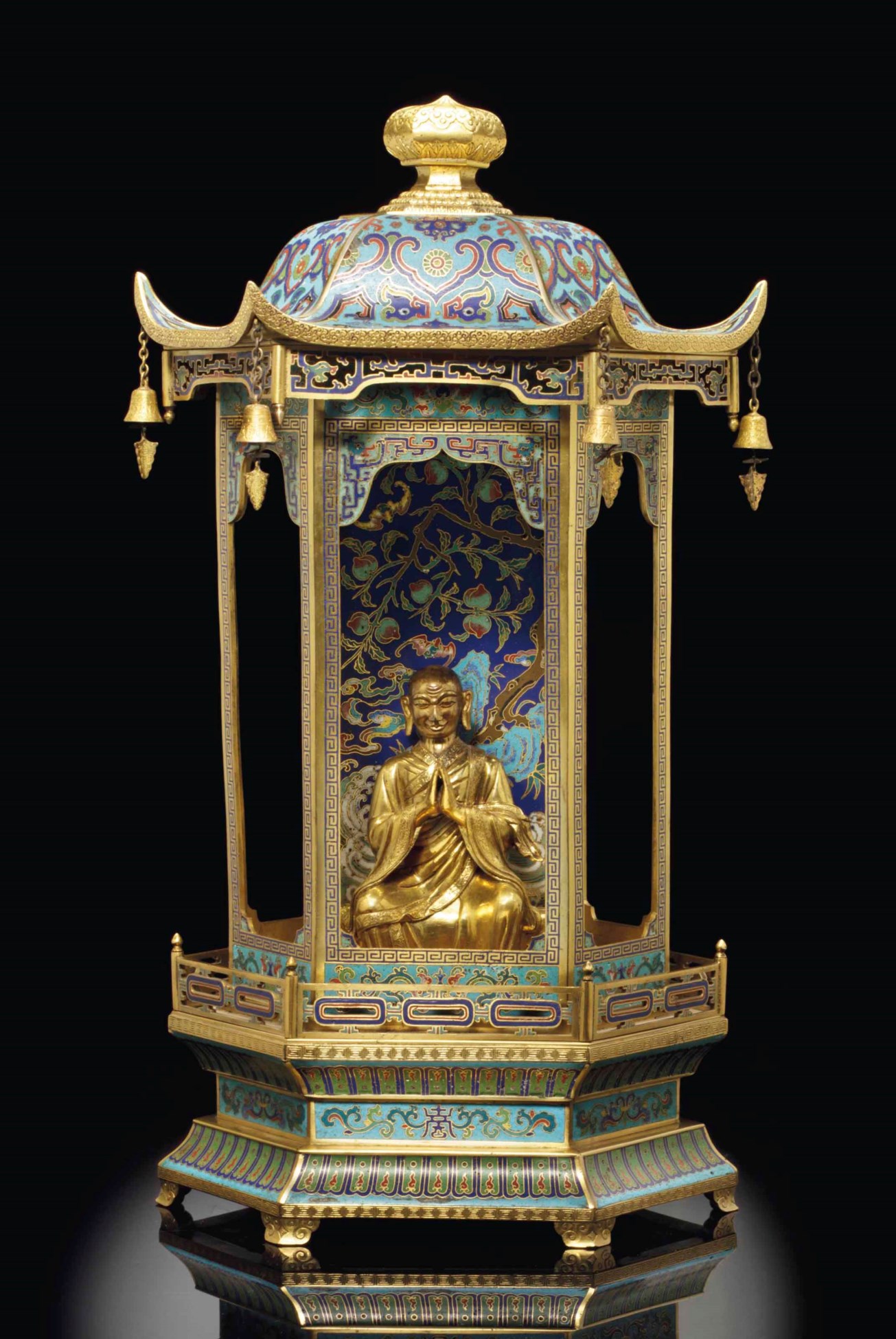 A RARE CLOISONNÉ ENAMEL HEXAGONAL SHRINE, QIANLONG PERIOD (1736-1795 ...