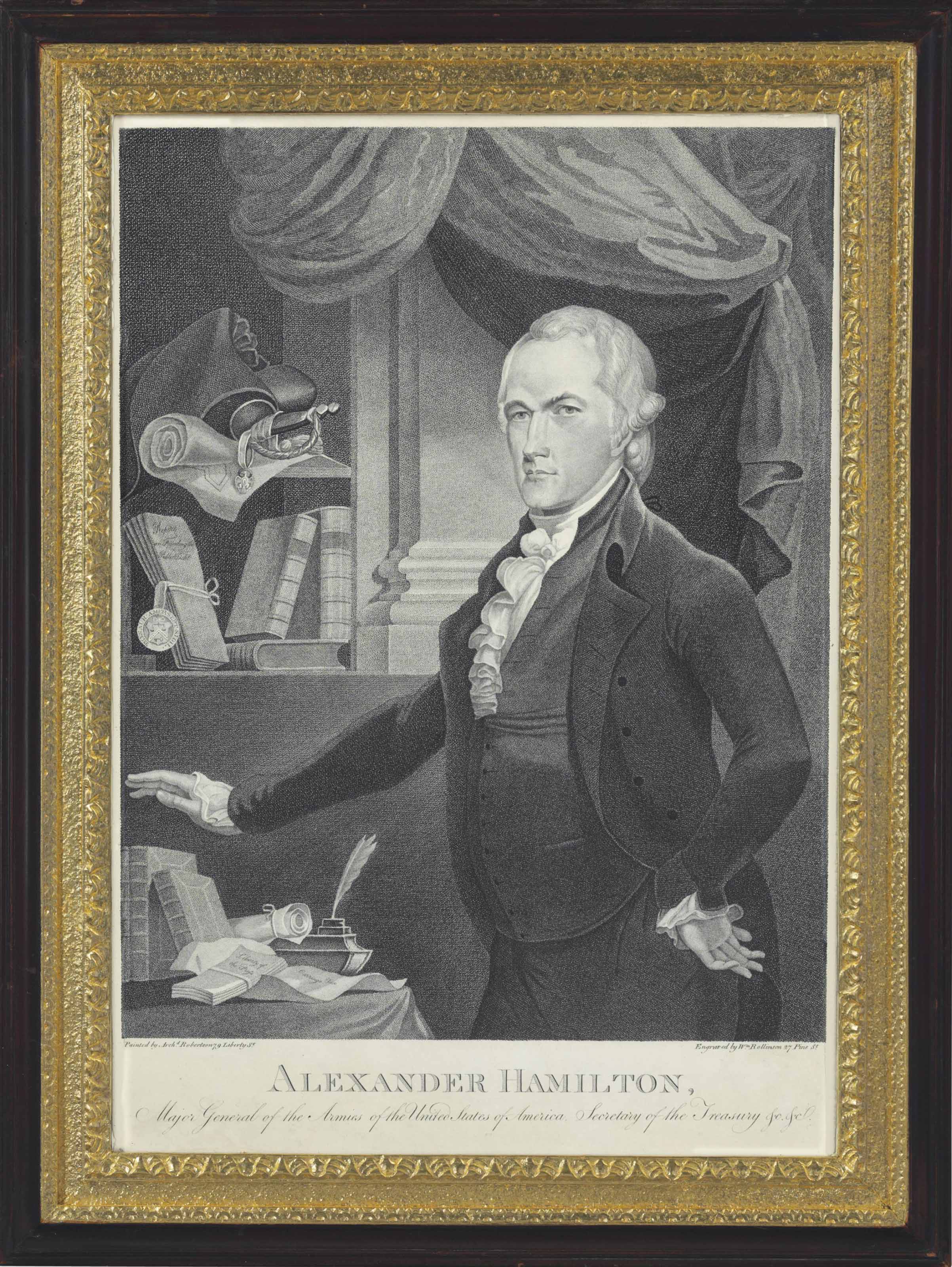 ROLLINSON, William. Stipple engraving of Alexander Hamilton. After Archibald Robertson ...