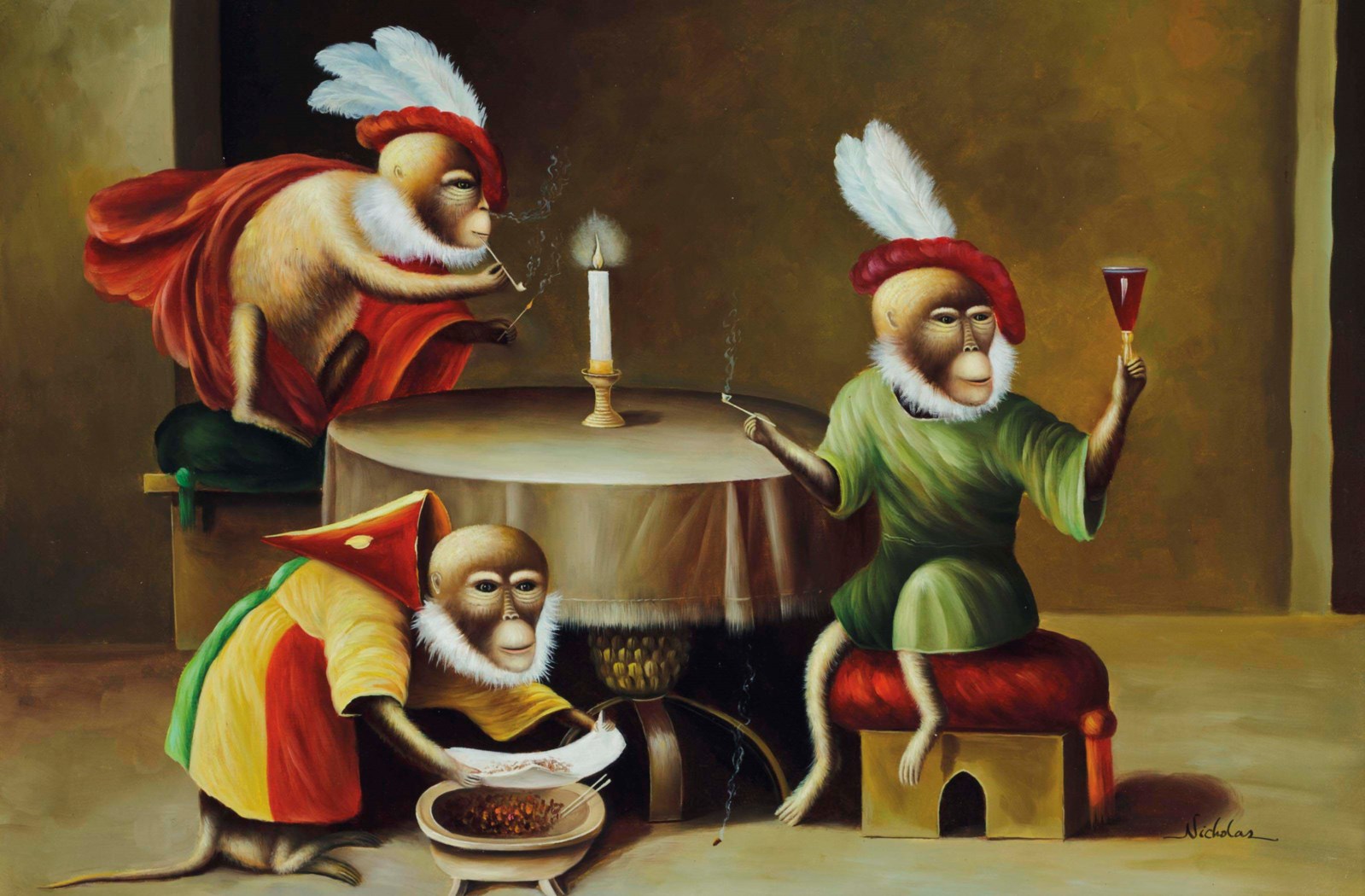 Artist Unknown, 20th Century, Monkeys smoking a pipe | Christie's