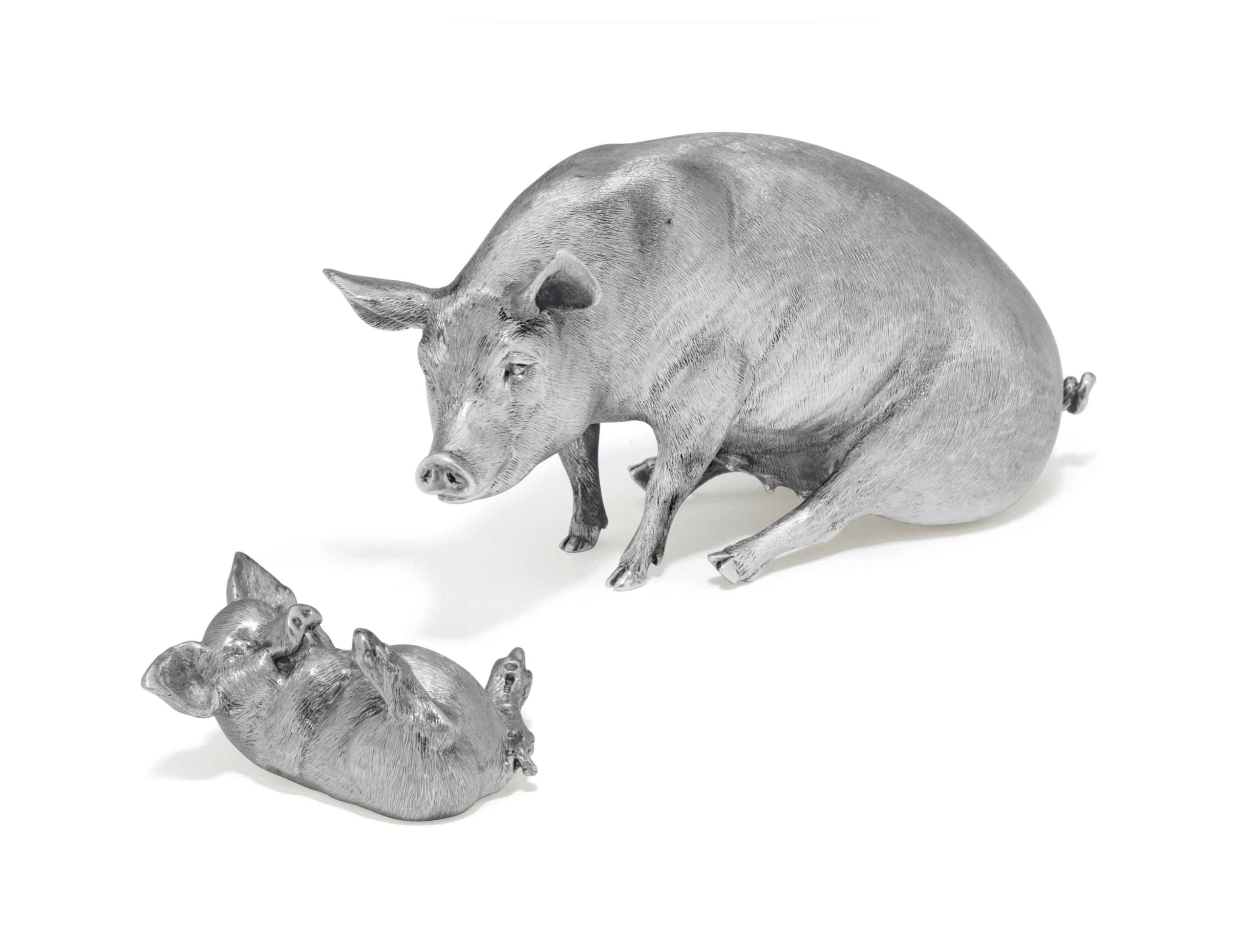 TWO ENGLISH SILVER PIGS, MARK OF ASPREY & CO., LONDON, 1996 | Christie's