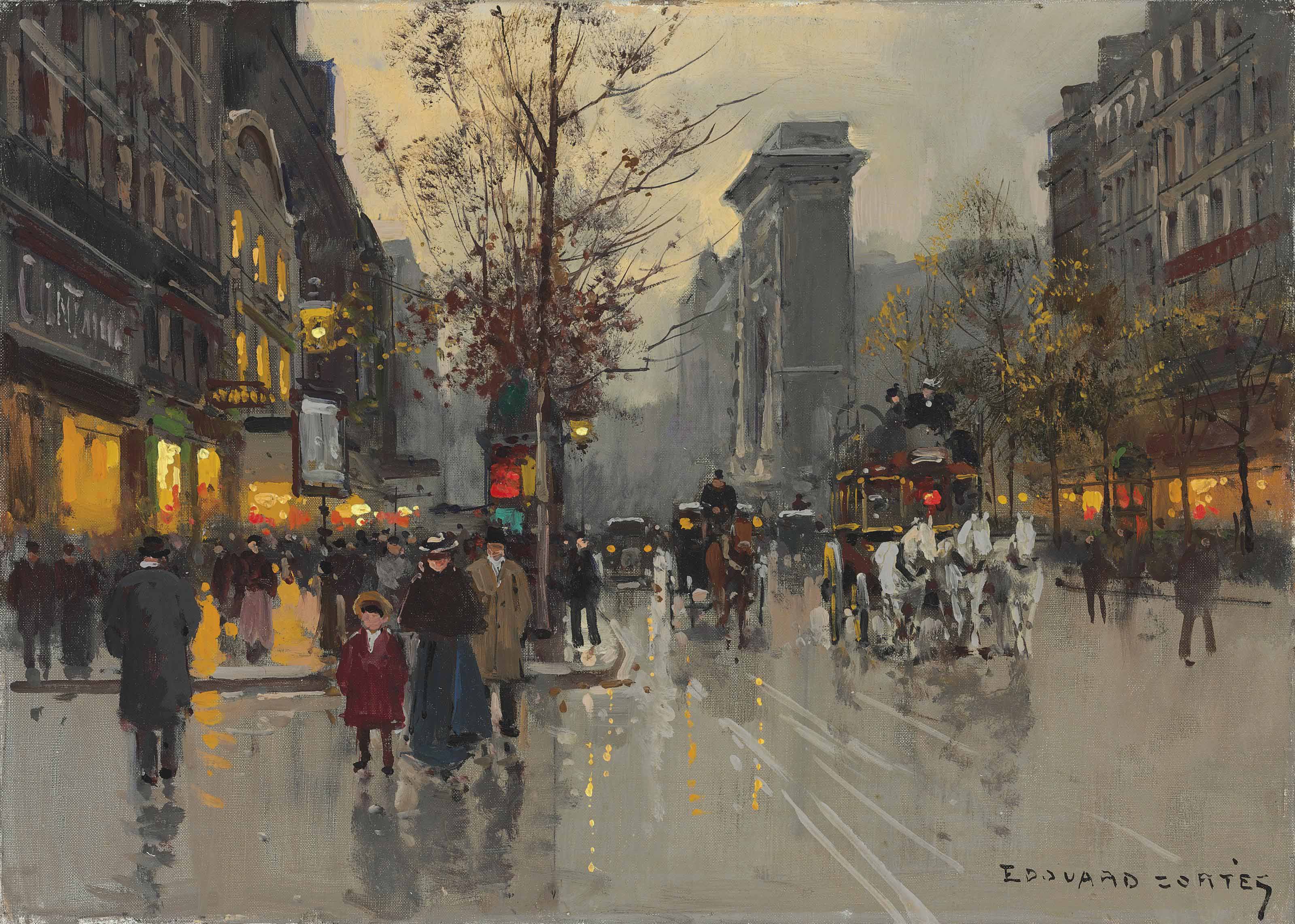 Edouard Léon Cortès (French, 1882-1969) , La porte Saint-Denis, Paris ...