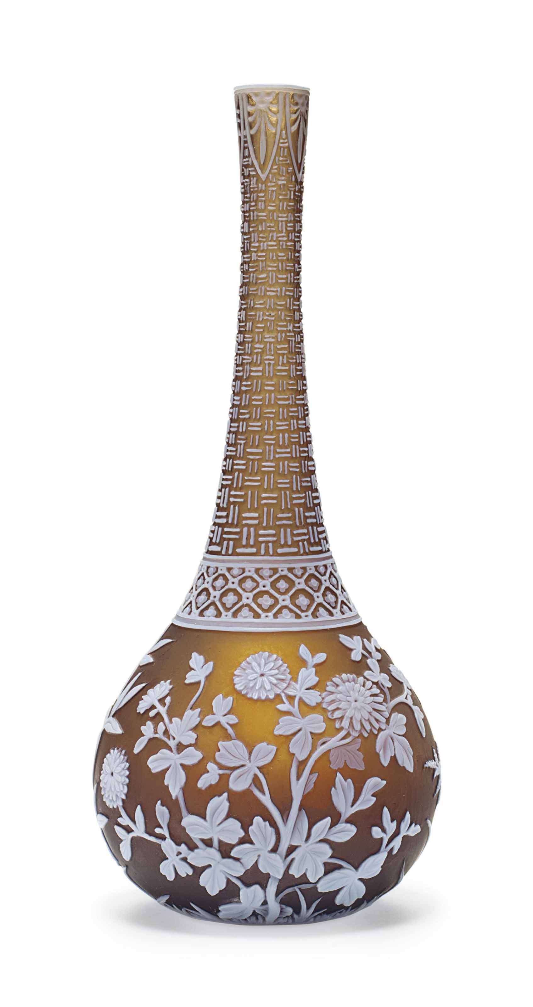 A THOMAS WEBB & SONS CAMEO GLASS VASE, CIRCA 1880, ACID-ETCHED CRESCENT ...