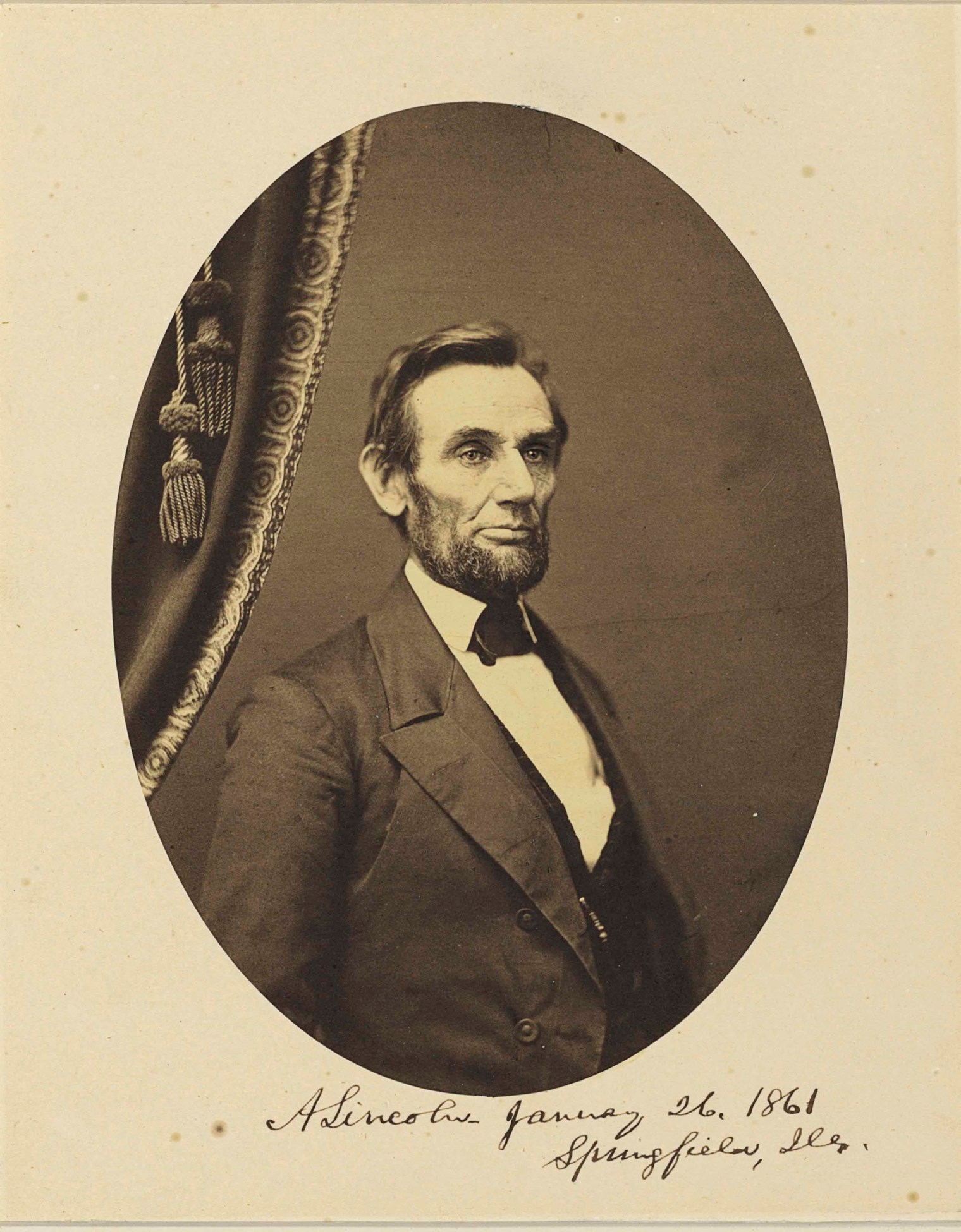 LINCOLN, Abraham (1809-1865). GERMAN, C.S. photographer. Large oval ...