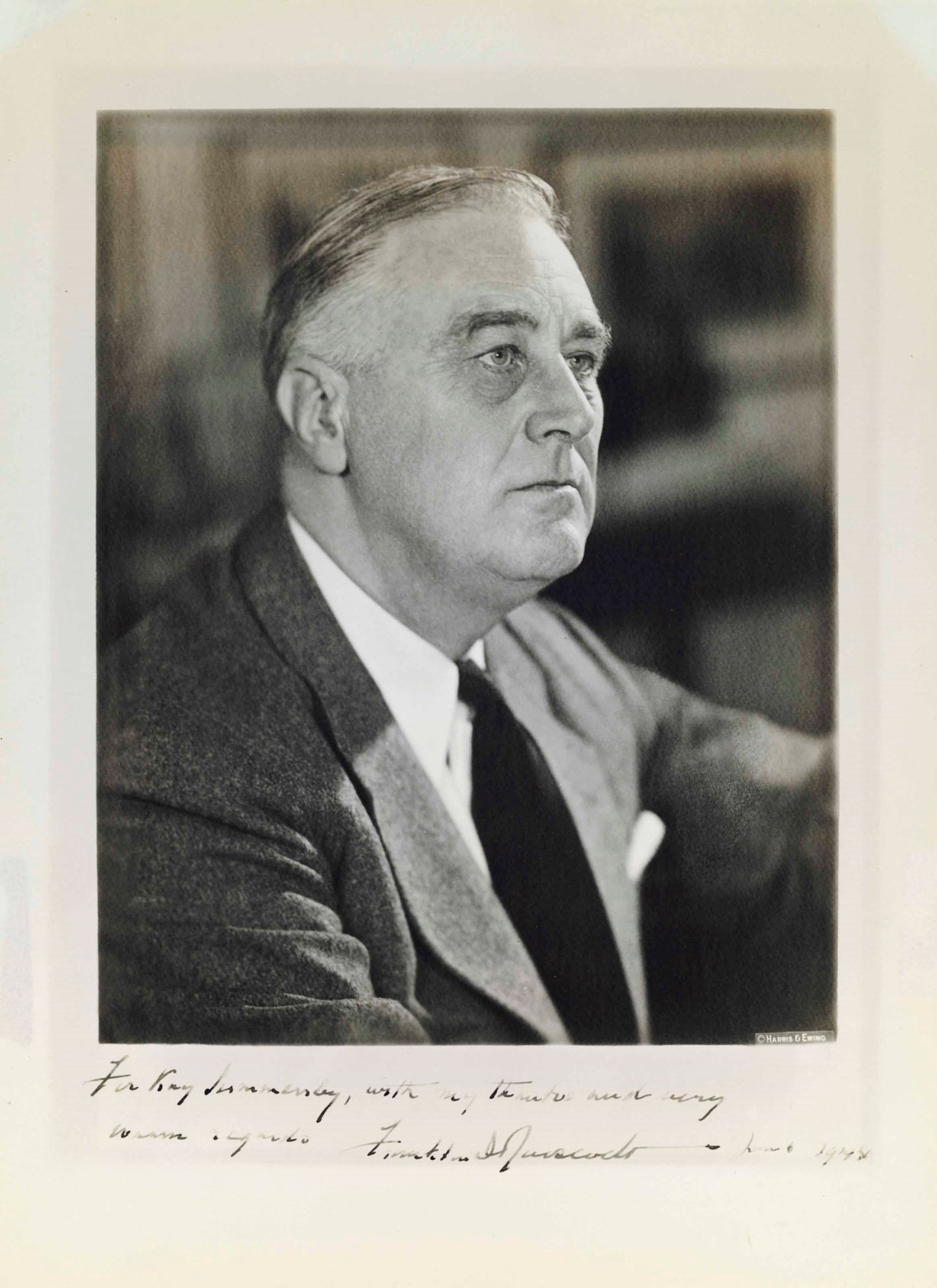 ROOSEVELT, Franklin D. Photographic portrait, by Harris & Ewing, signed ...