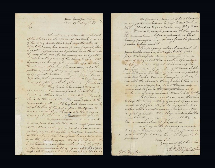 WASHINGTON, George. Letter signed (“G:o Washington”), as Commander-in ...