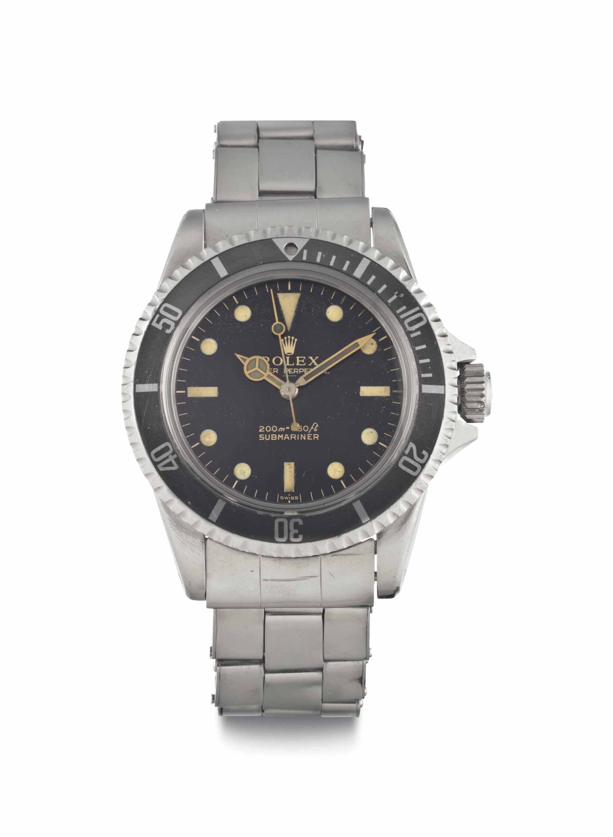 Rolex. A Stainless Steel Automatic Wristwatch with Underline Black ...