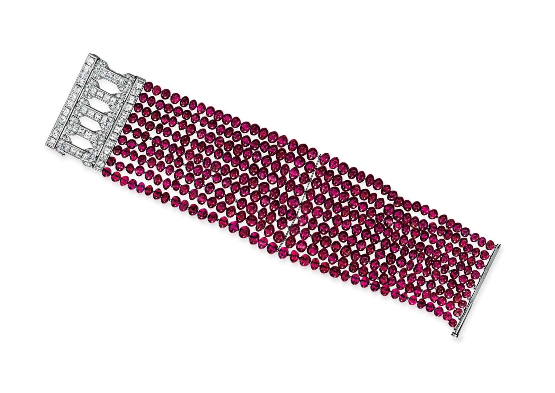 AN ART DECO RUBY BEAD AND DIAMOND BRACELET, BY CARTIER | Christie's