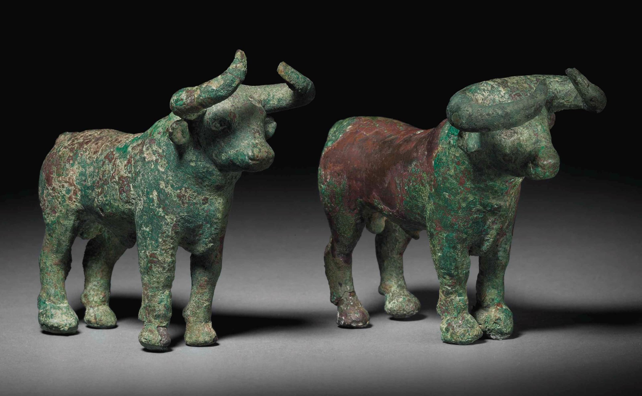 TWO MESOPOTAMIAN ARSENICAL COPPER BULLS, EARLY DYNASTIC PERIOD, CIRCA ...