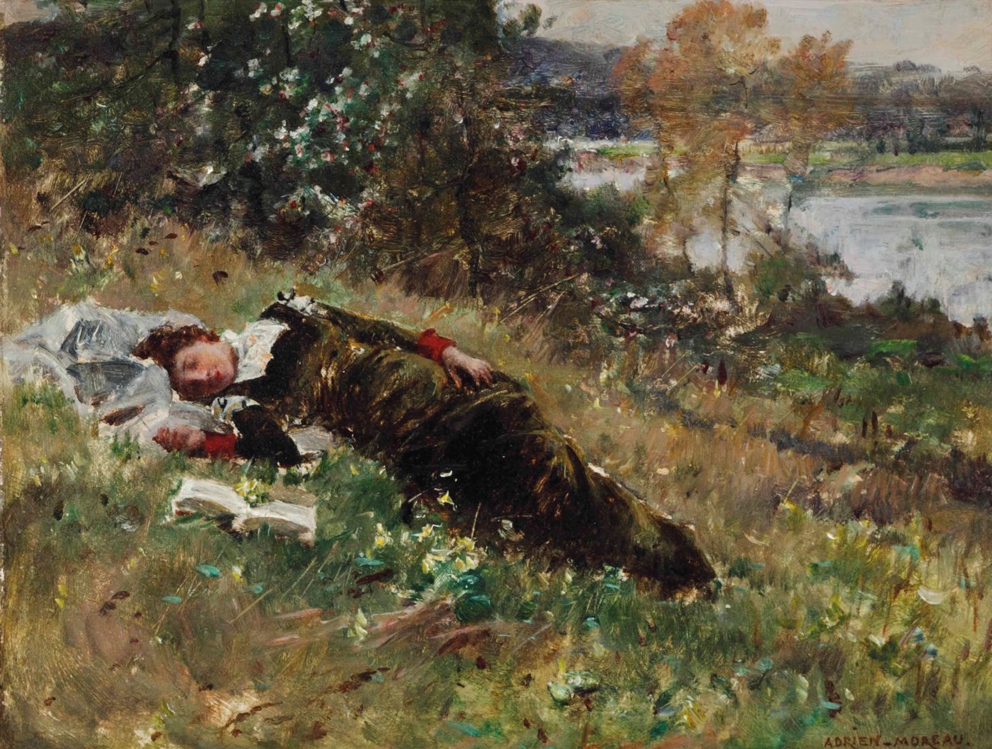 Adrien Moreau (French, 1843-1906), A Summer Afternoon by the River ...