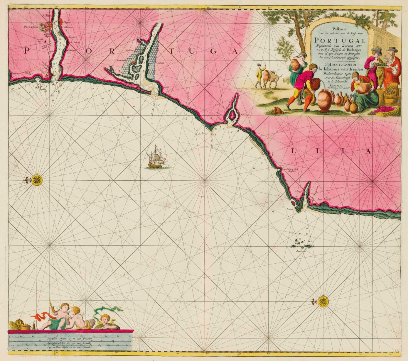 KEULEN, Johannes van (1654-1715). A group of 8 engraved European sea ...