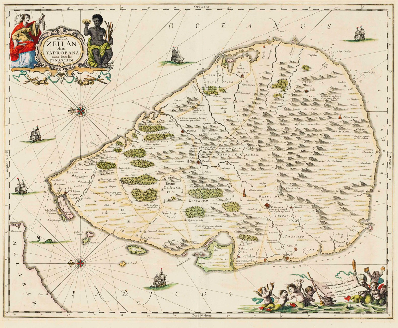 [SRI LANKA -- CEYLON]. A group of 6 engraved maps, colored by a ...