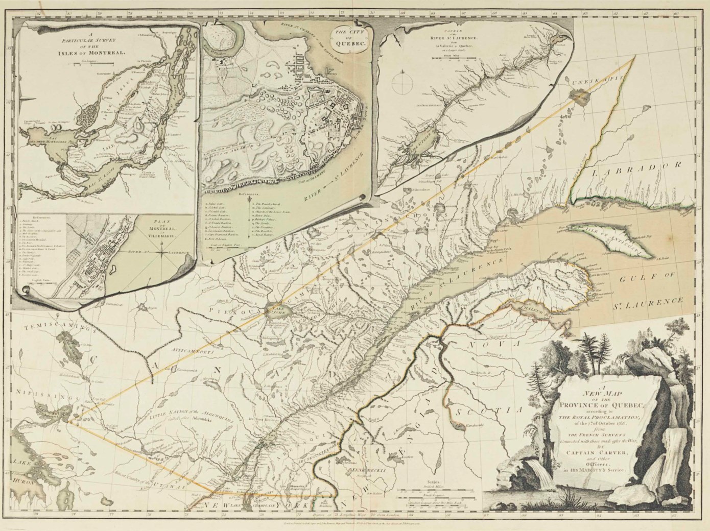 CARVER, Jonathan (ca 1732-1780). A New Map of the Province of Quebec ...