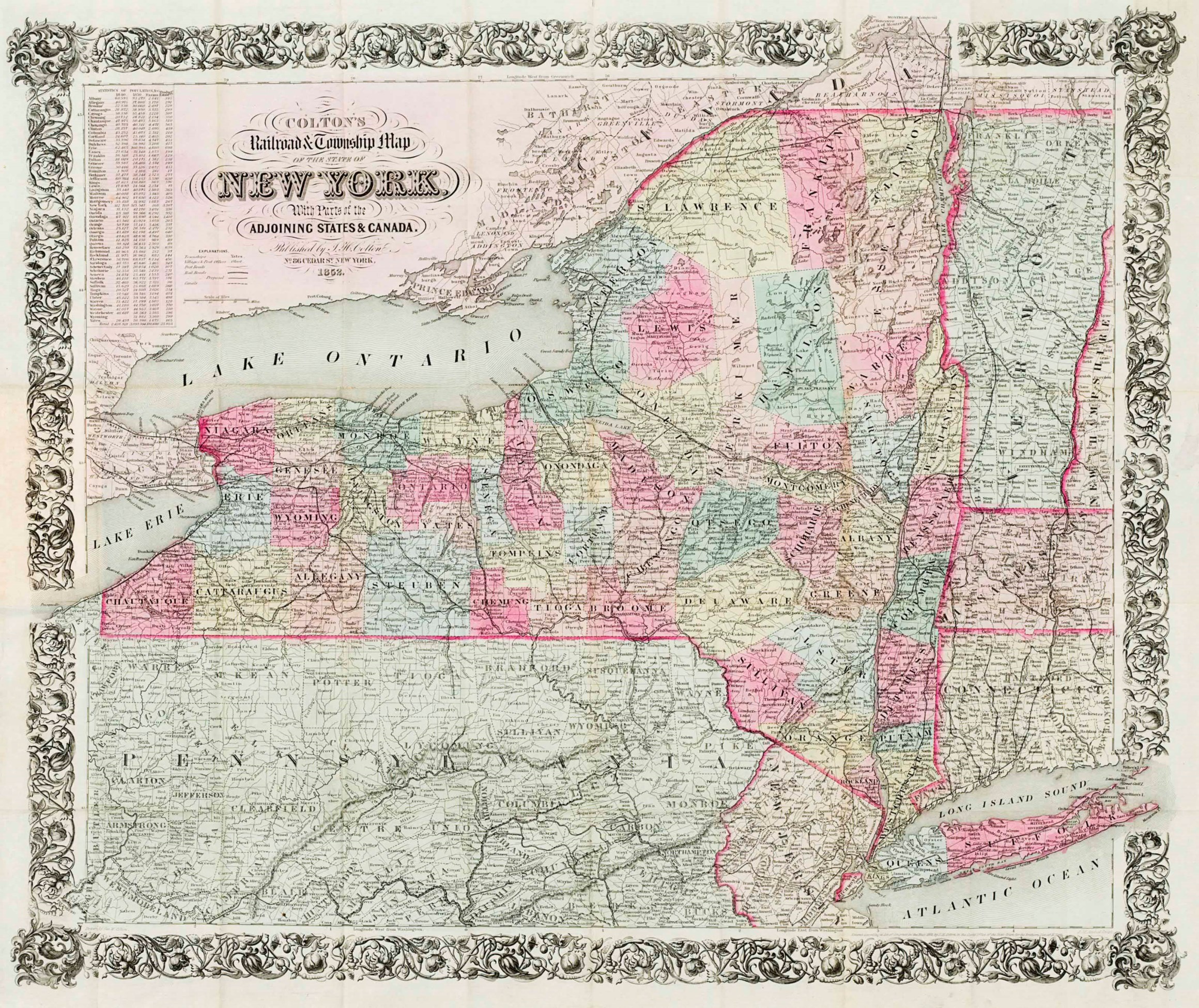 [NEW YORK]. COLTON, Joseph H. (1800-1893). Colton's Railroad & Township ...