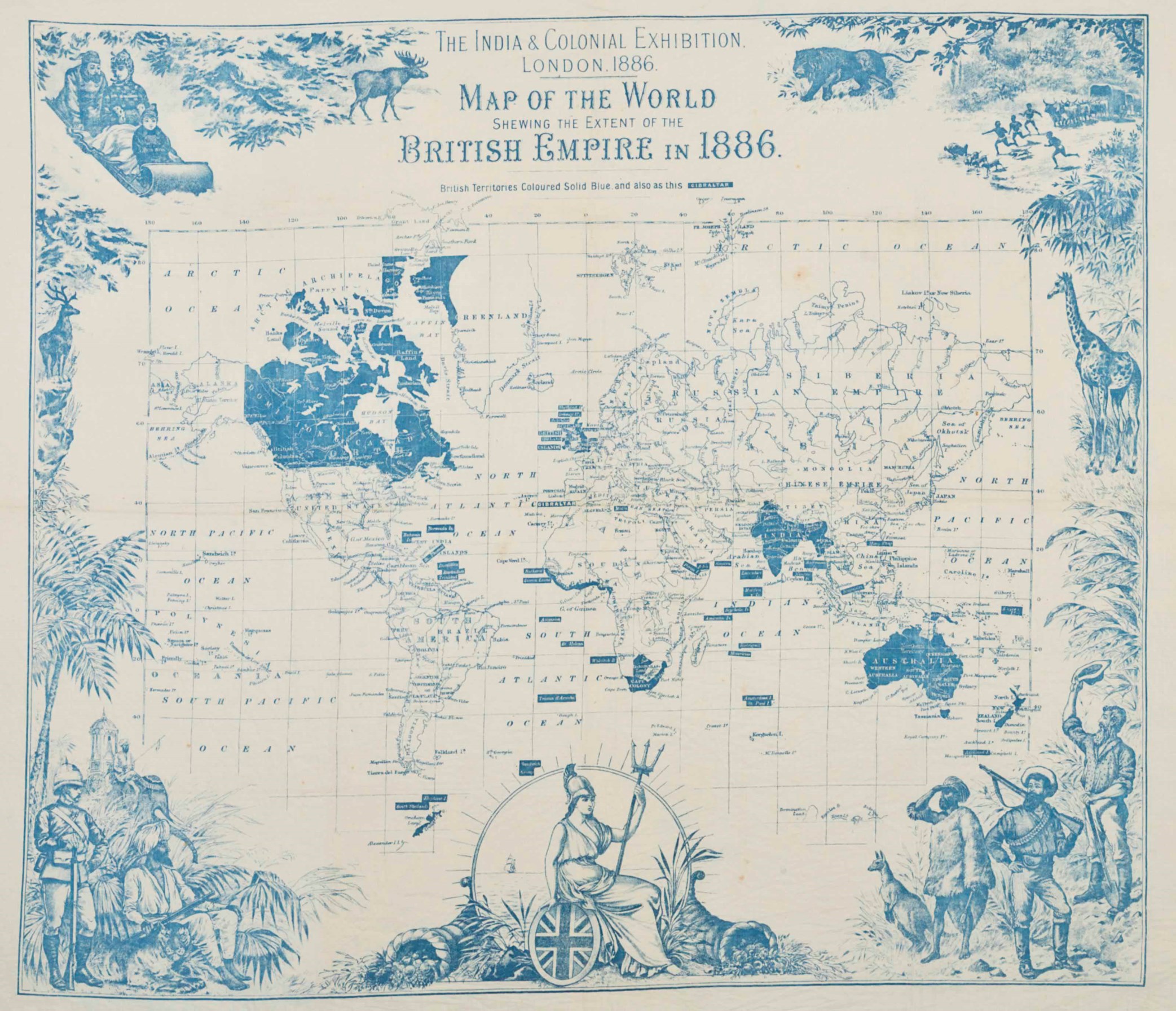 The India & Colonial Exhibition. London, 1886. Map of the World Shewing ...