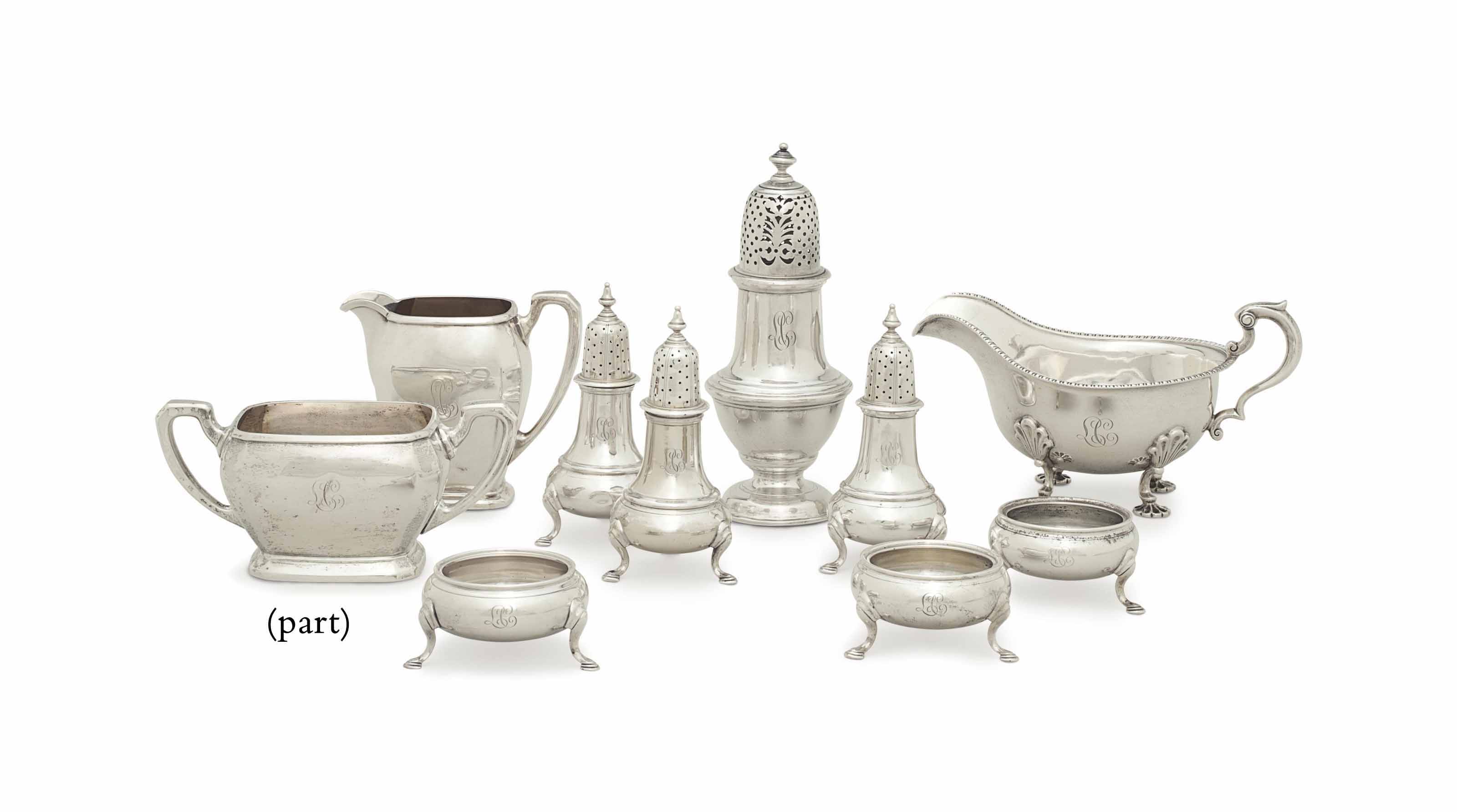 A GROUP OF AMERICAN SILVER CONDIMENT WARES