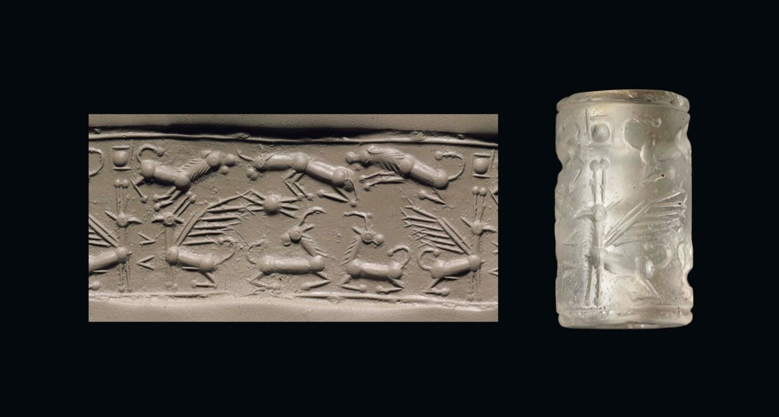A MITANNIAN ROCK CRYSTAL CYLINDER SEAL, CIRCA 1450-1300 B.C. | Christie's