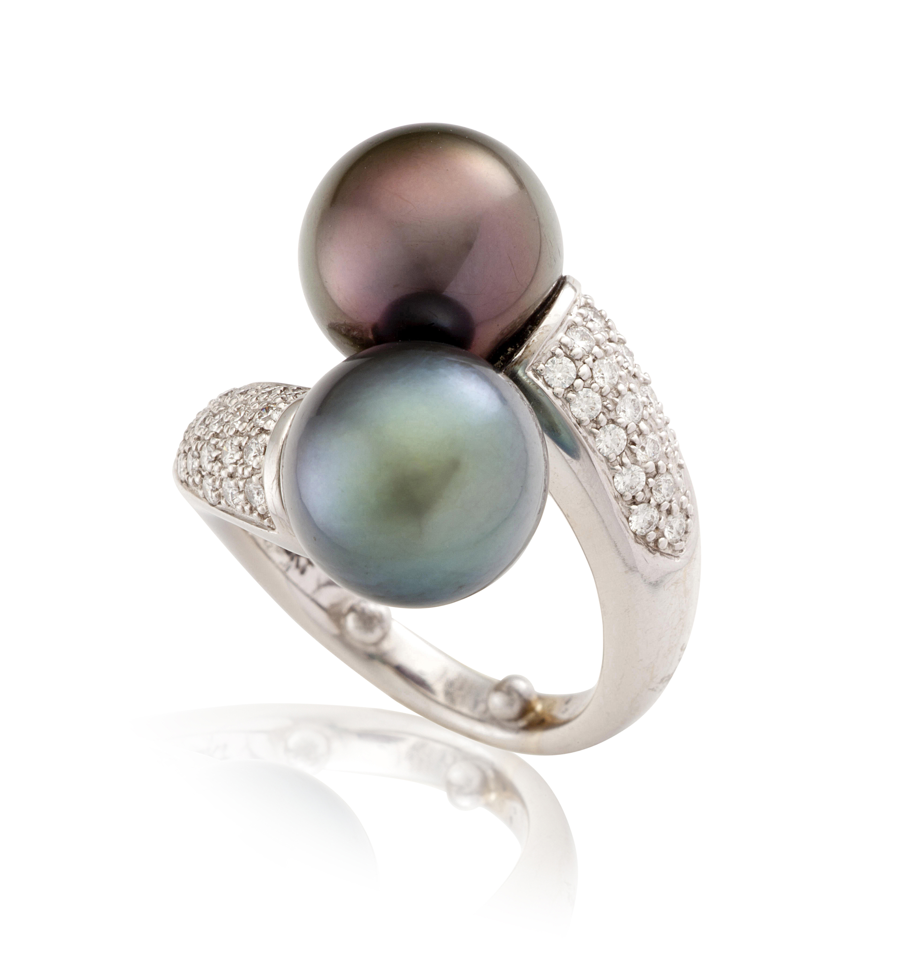 A CULTURED PEARL AND DIAMOND CROSSOVER RING, | Christie’s