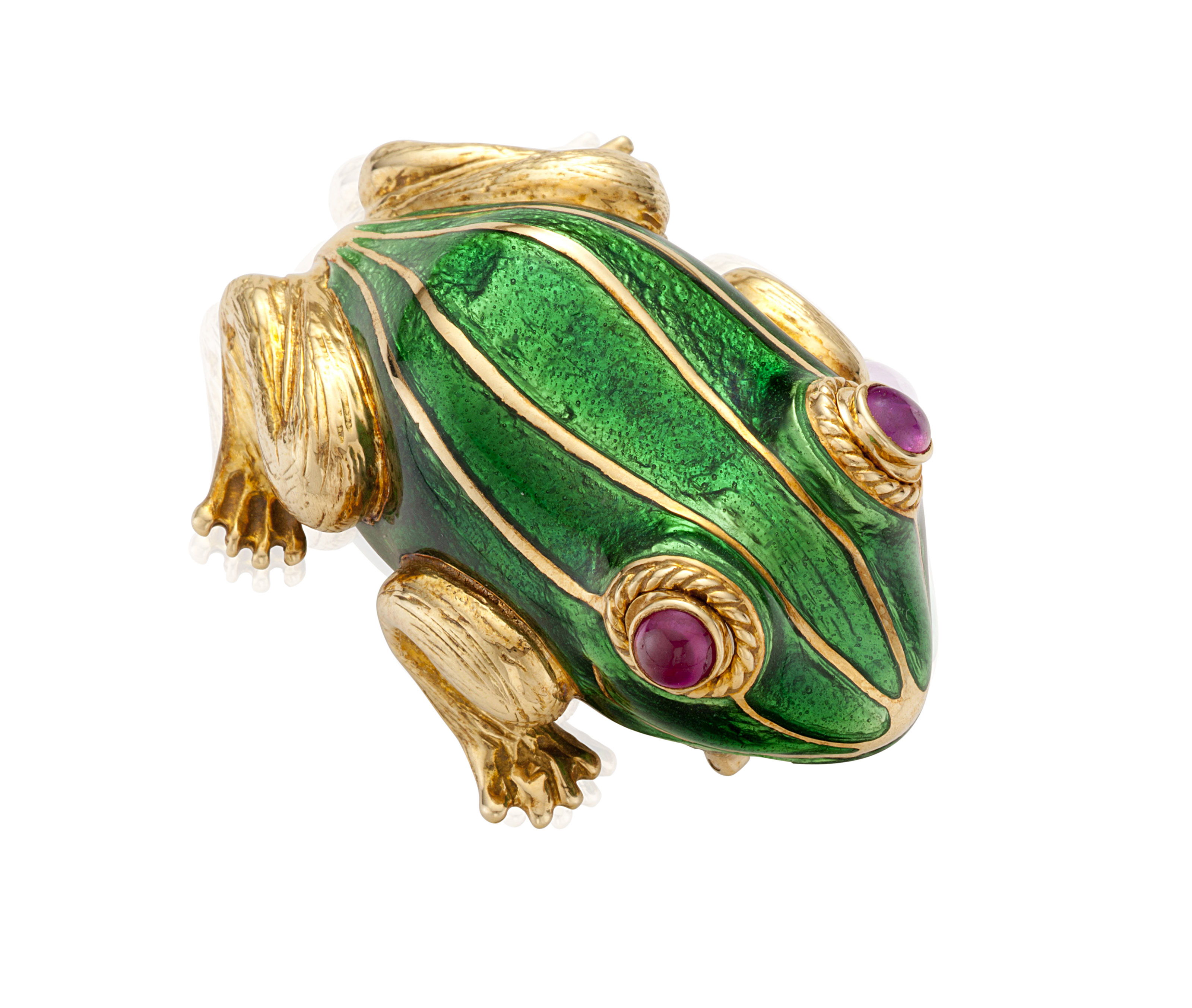 A RUBY, ENAMEL AND GOLD FROG BROOCH, WEBB | Christie’s