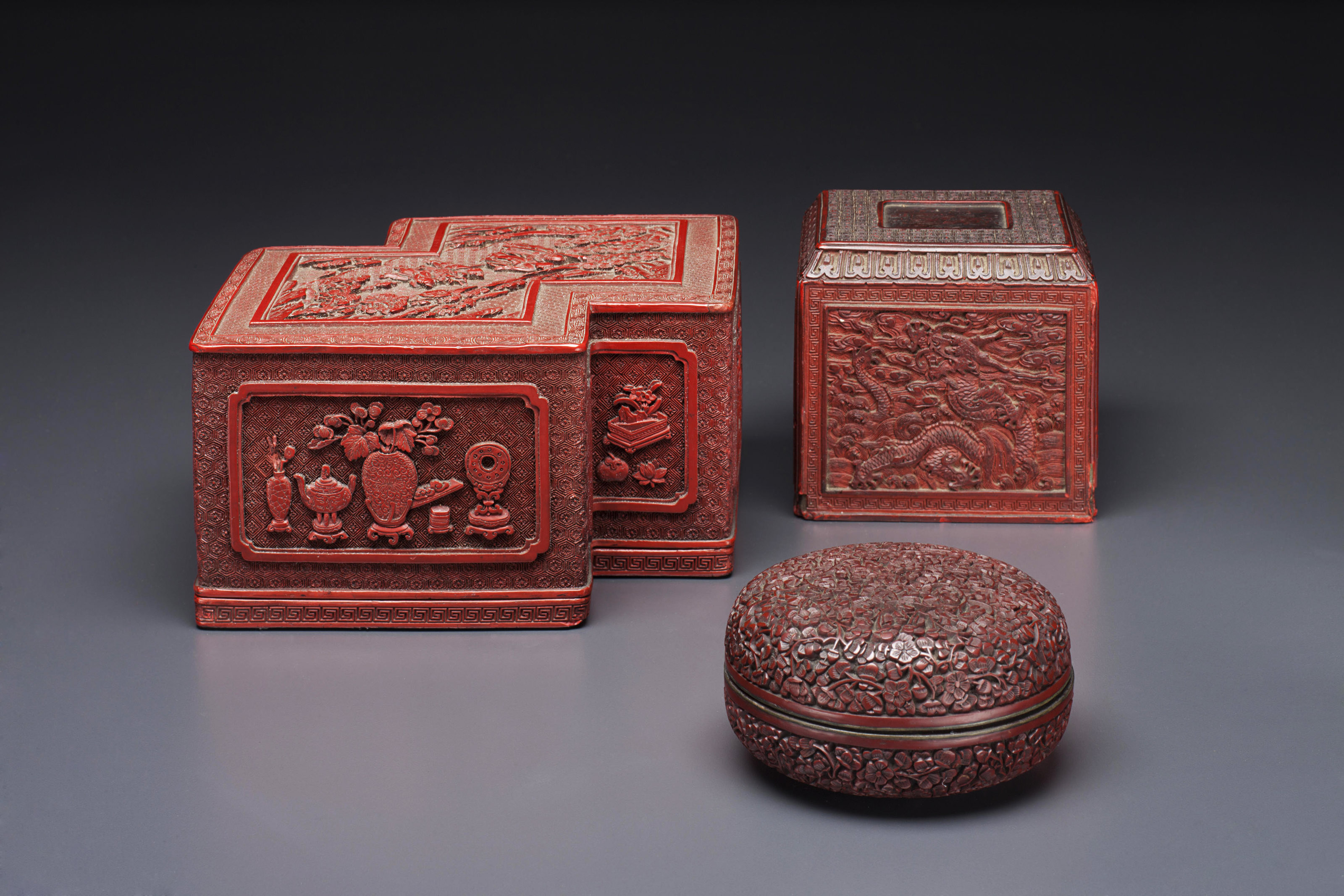THREE CARVED RED LACQUER BOXES, 18TH-19TH CENTURY | Christie’s