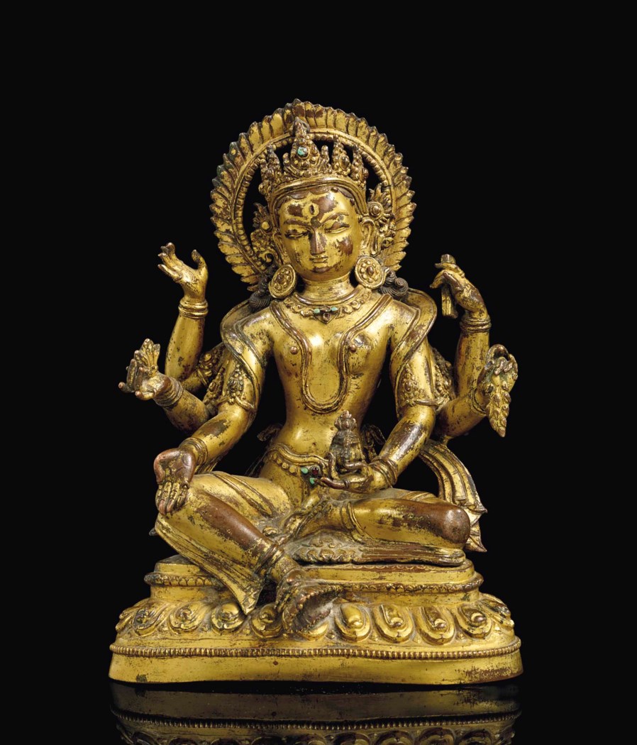STATUETTE DE VASUDHARA EN BRONZE DORE, NEPAL, XVIIEME SIECLE | Christie's
