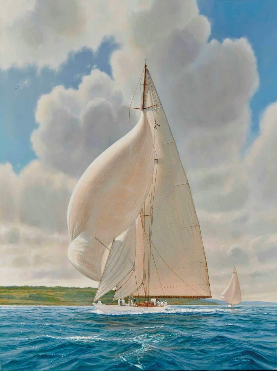 JAMES H. BARTHOLOMEW (b. 1962) , "Velsheda" off the coast of the Isle ...