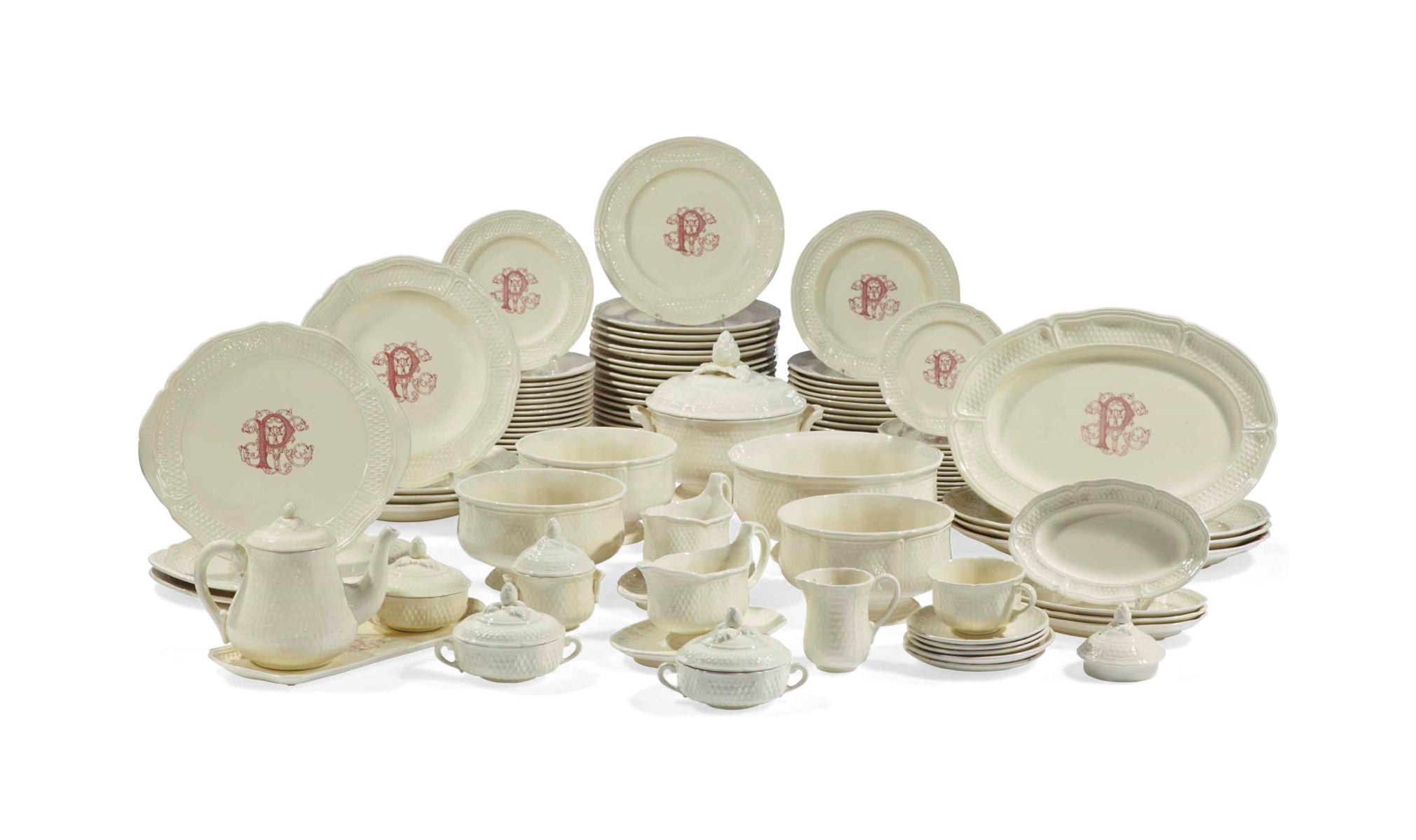 SERVICE DE TABLE COMPOSITE EN FAIENCE FINE DE GIEN DU XXEME SIECLE